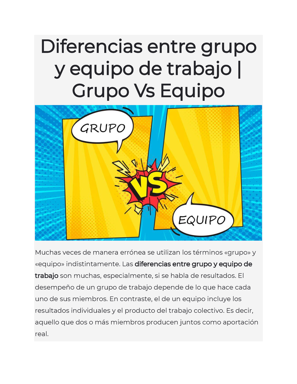 Lectura Diferencias Entre Grupo Y Equipo De Trabajo Diferencias Hot