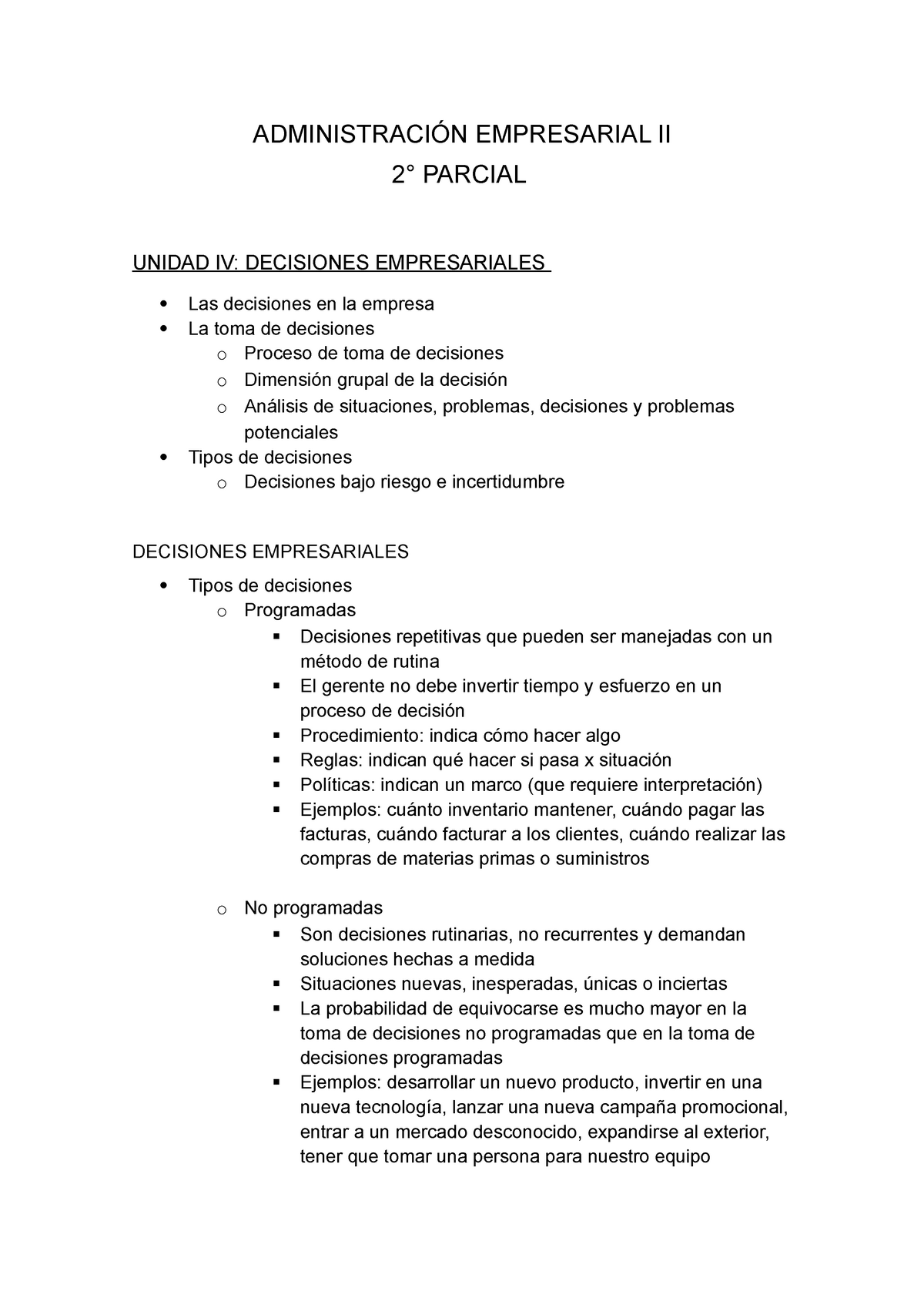 Admin Ii 2° Parcial AdministraciÓn Empresarial Ii 2° Parcial Unidad