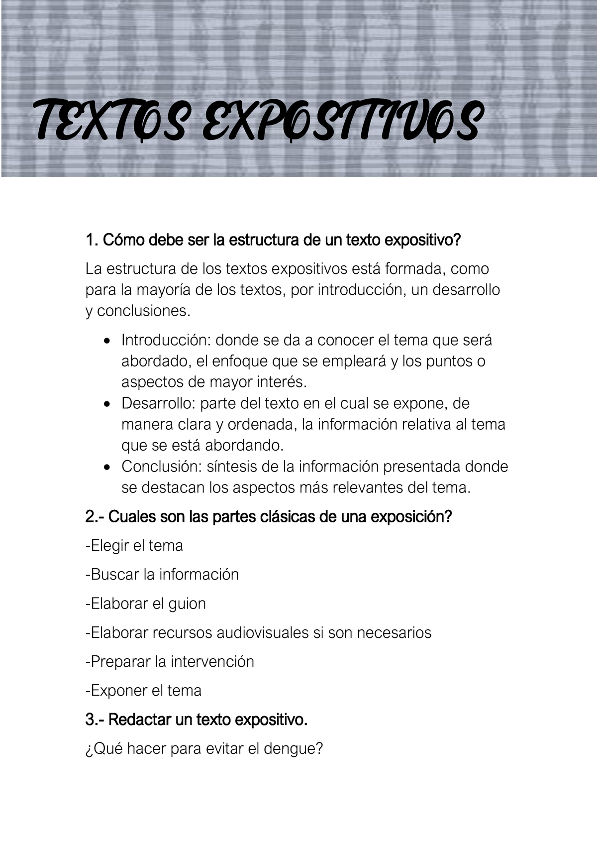 Textos Expositivos Preguntas 2020 2021 Cómo Debe Ser La Estructura De