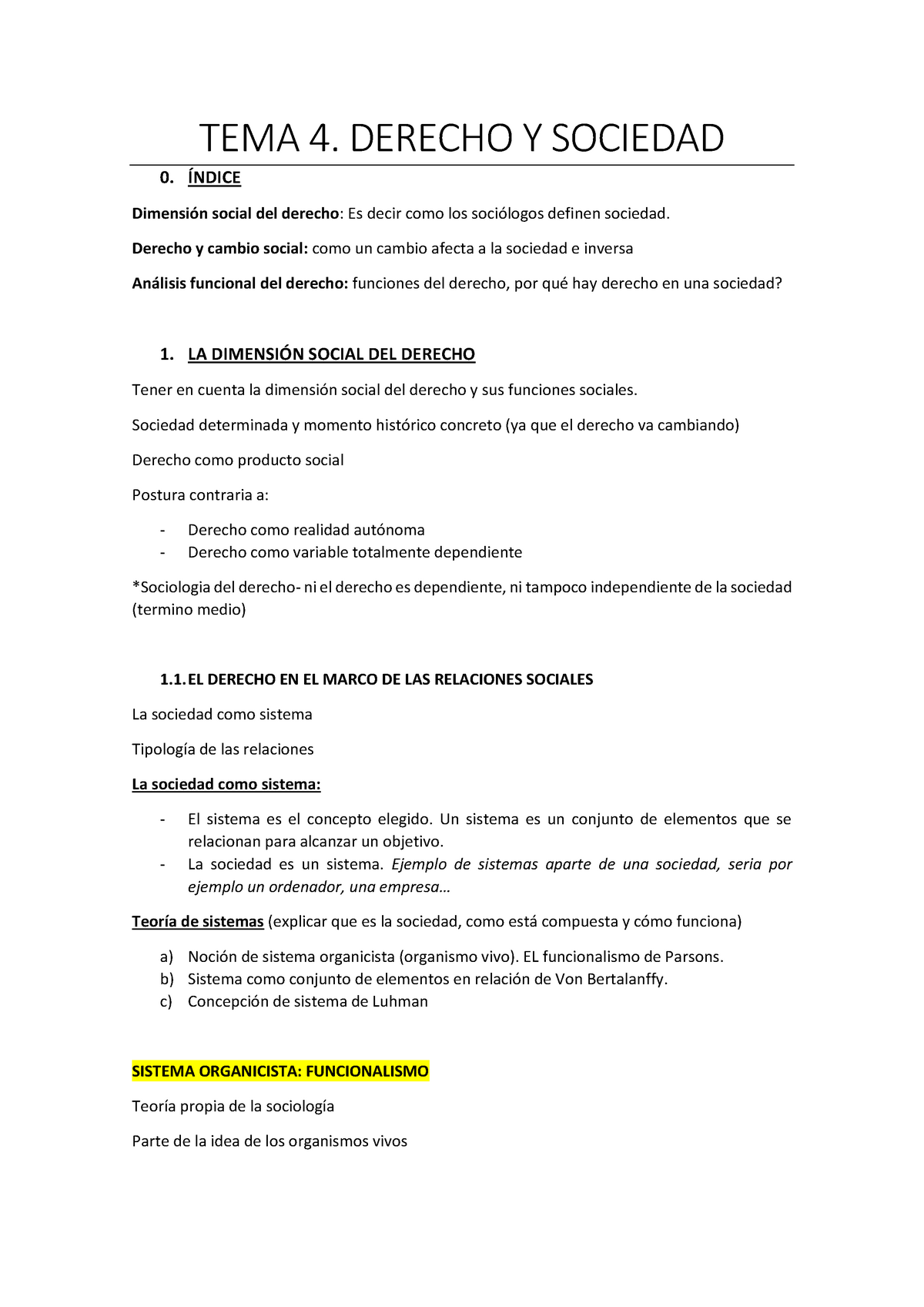 Tema4 Derecho Y Sociedad Tema 4 Derecho Y Sociedad 0 Índice