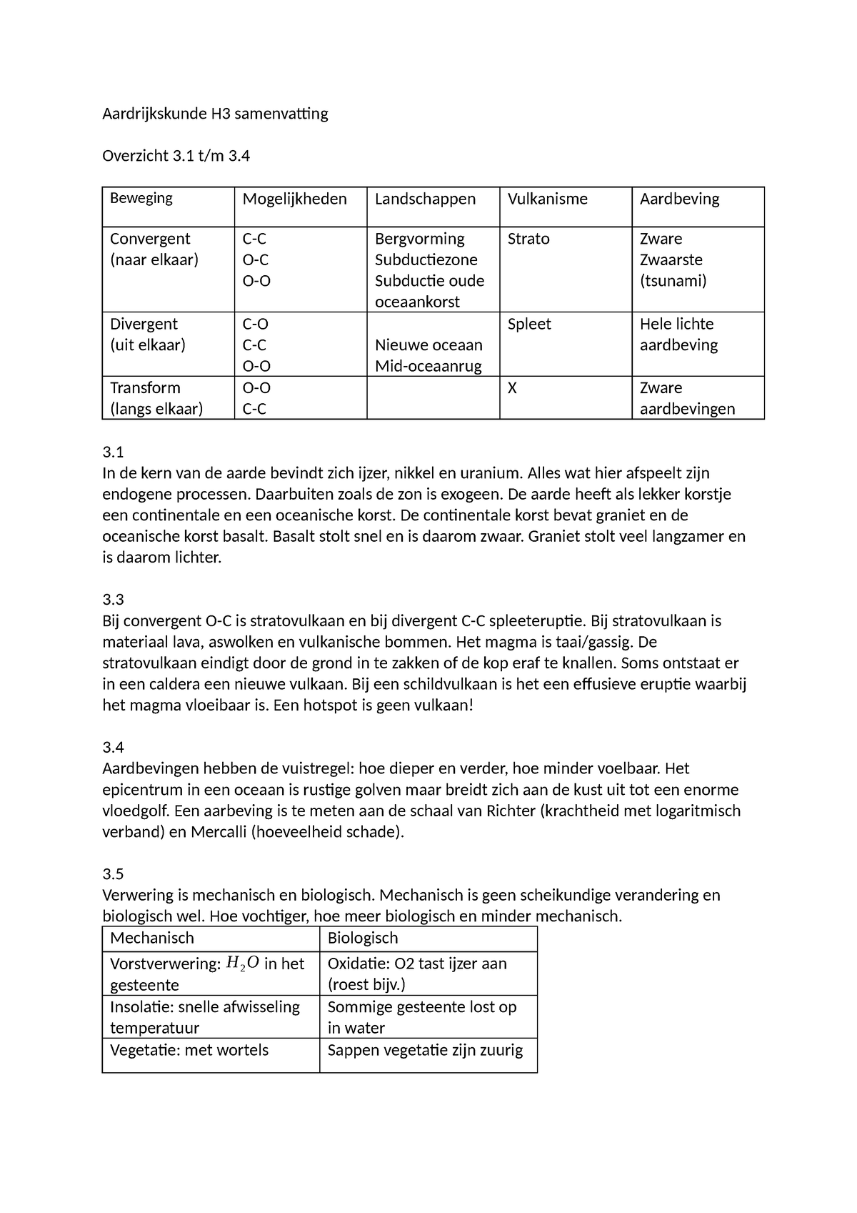 Aardrijkskunde H3 Samenvatting Aardrijkskunde H3 Samenvatting