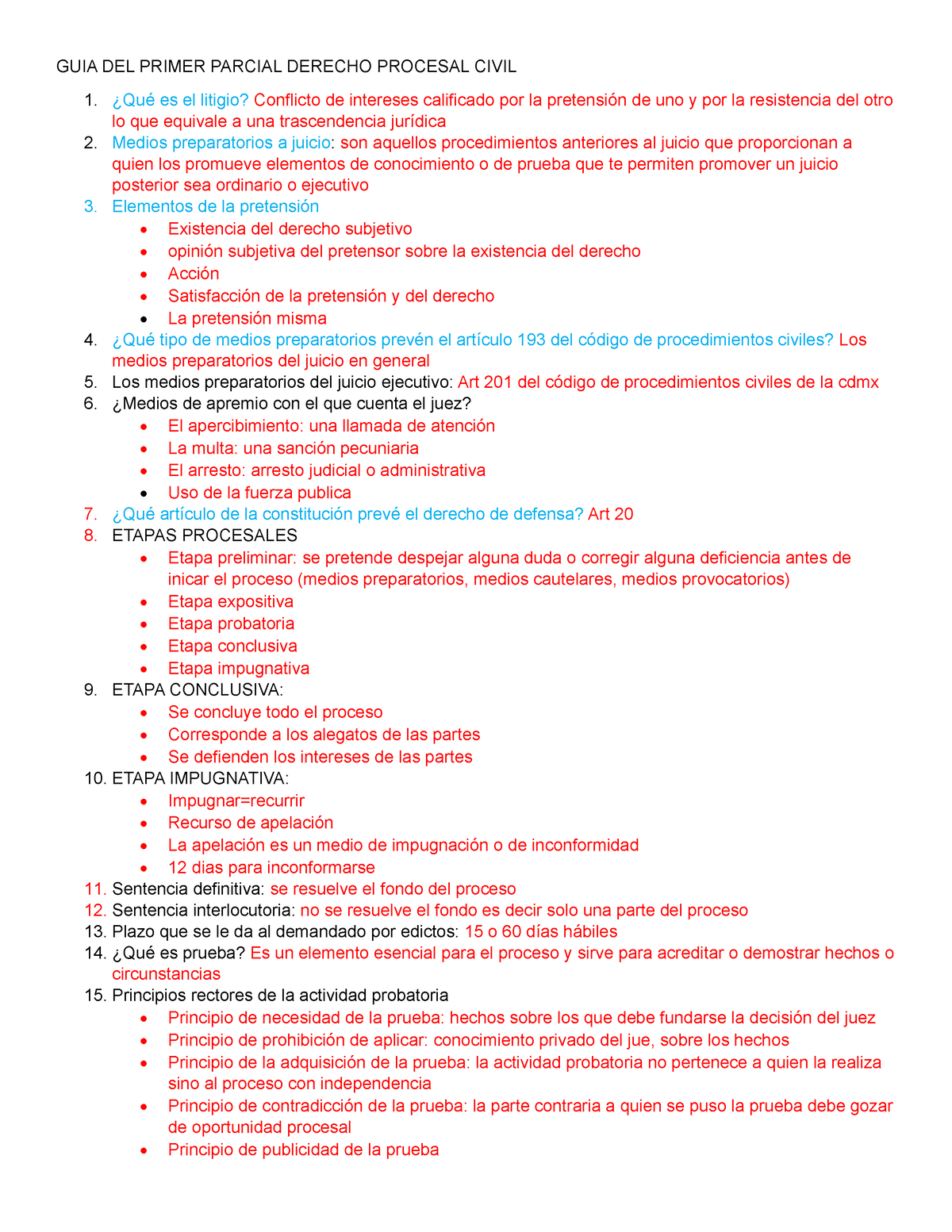 Guia Del Primer Parcial Derecho Procesal Civil Guia Del Primer