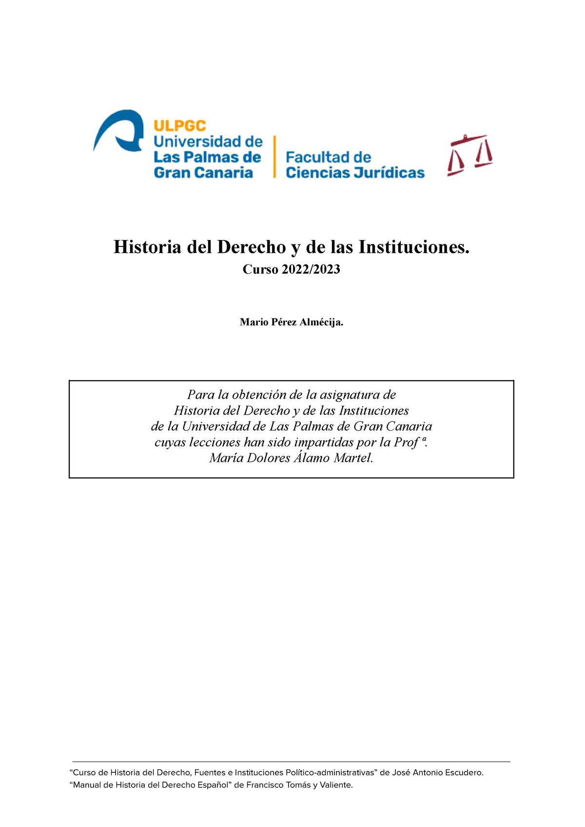 Historia Del Derecho Y De Las Instituciones Historia Del Derecho Y