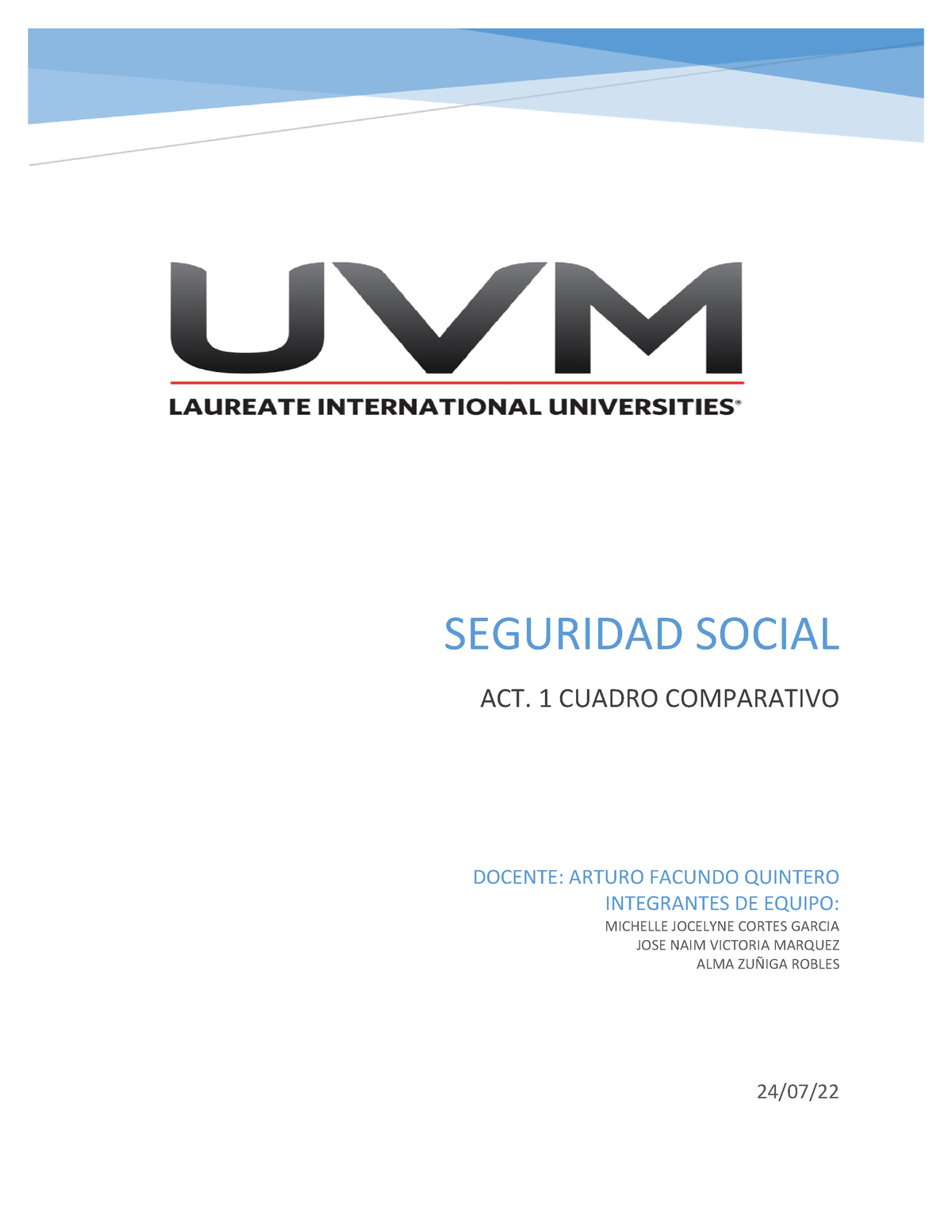 Cuadro Comparativo Seguridad Social Seguridad Social Act 1 Cuadro