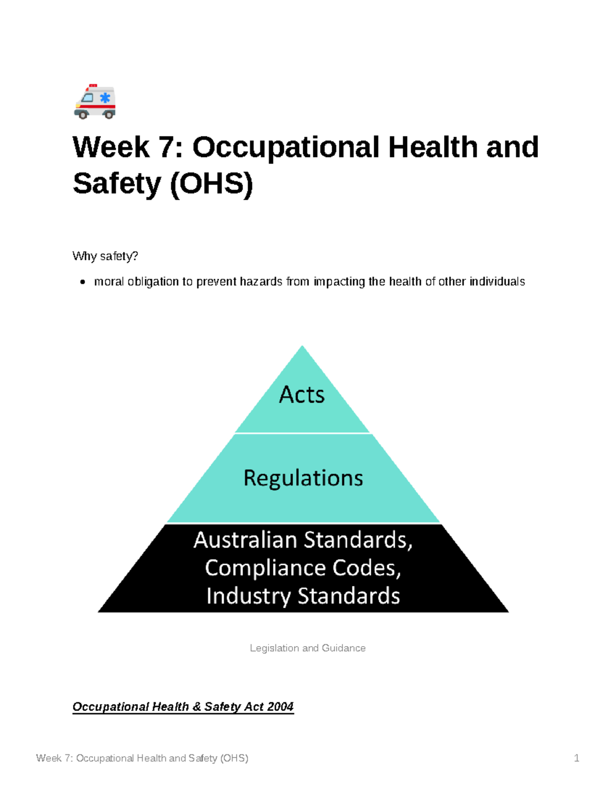 Week 7 Occupational Health And Safety Ohs × Week 7 Occupational