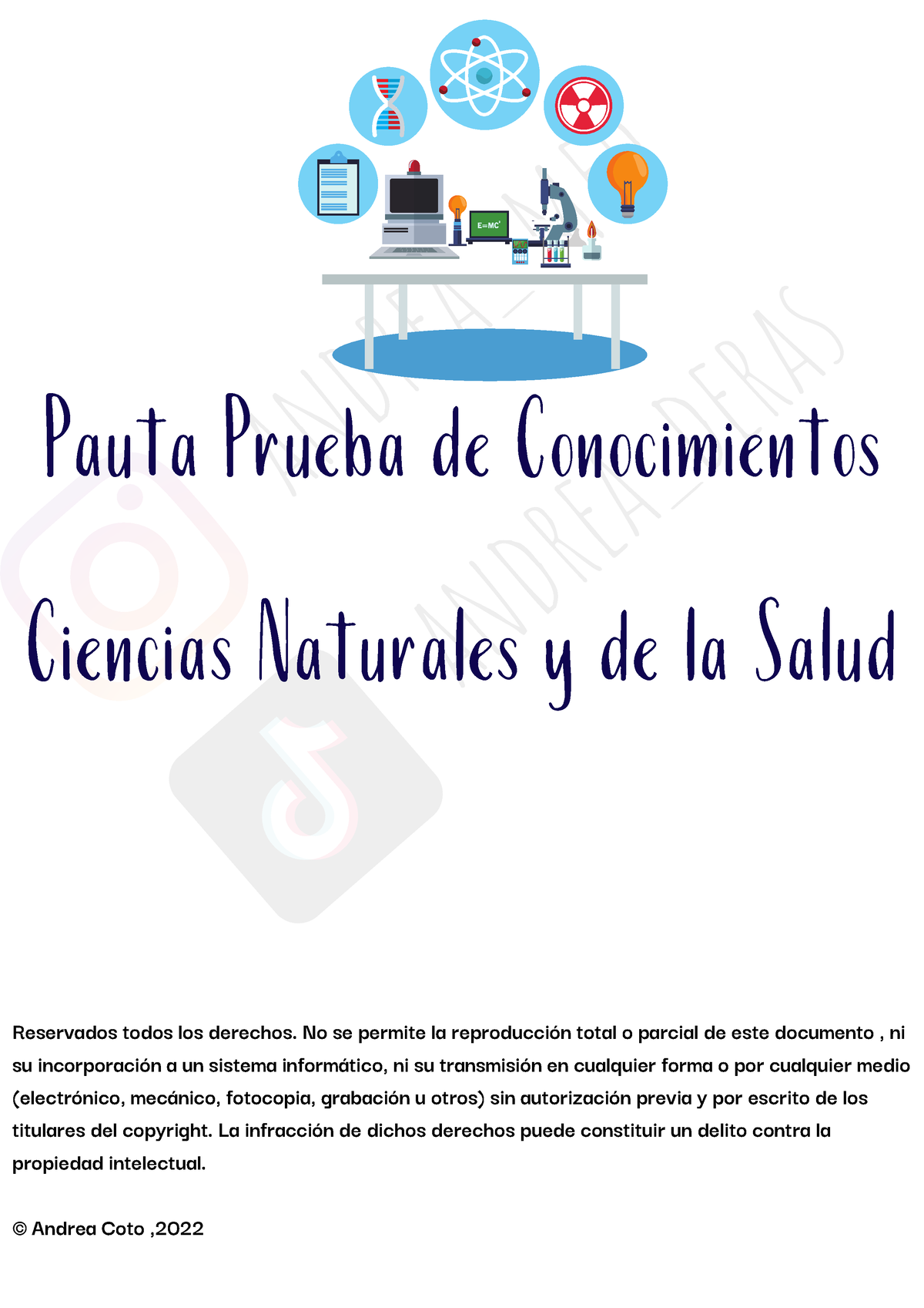 Pauta Prueba De Conocimientos Ciencias Naturales Y De La Salud Andrea