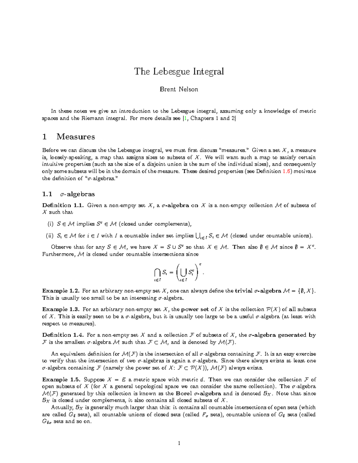 Lebesgue Integral Mathematics For Economists Iii Ees 300