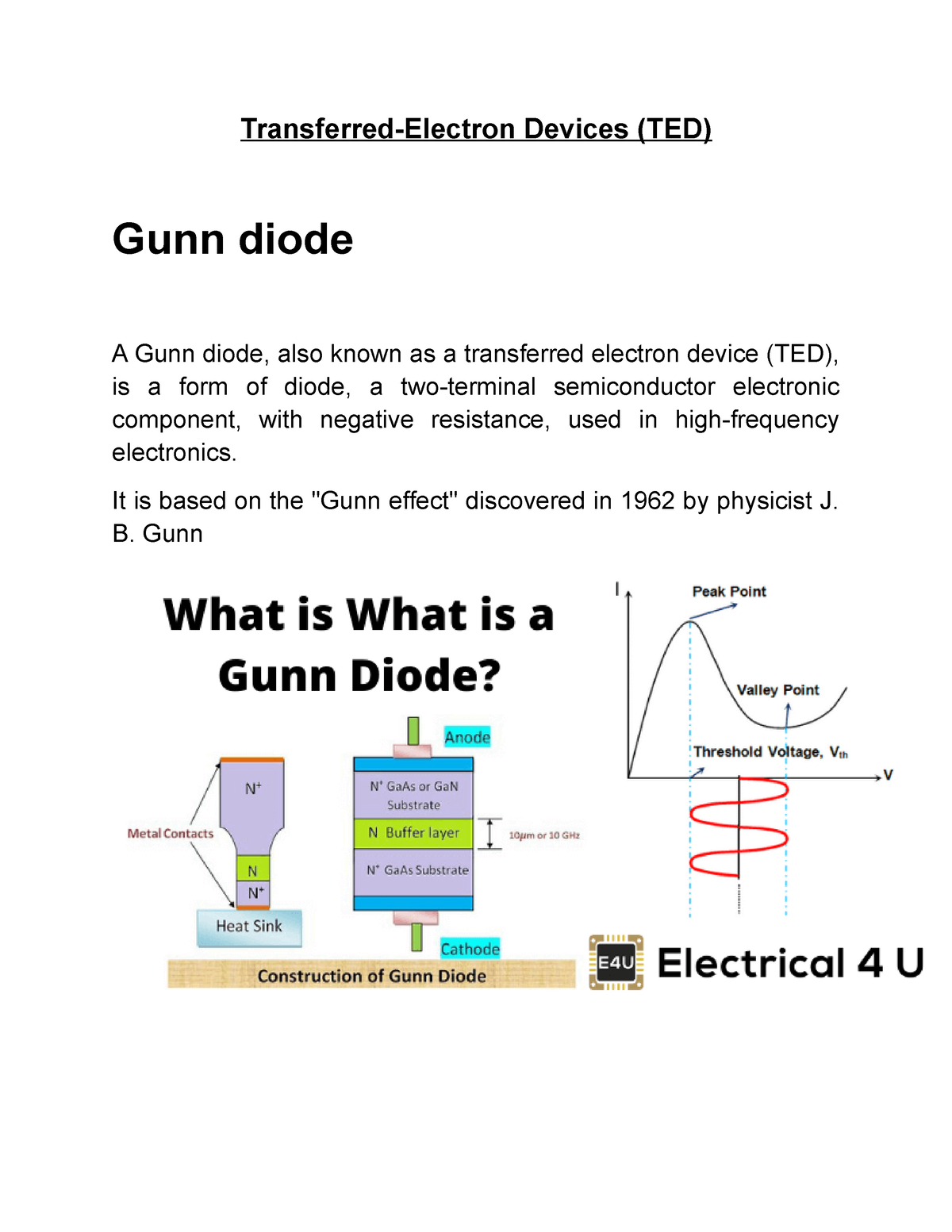 Gunn Diode Asd Transferred Electron Devices Ted Gunn Diode A Gunn