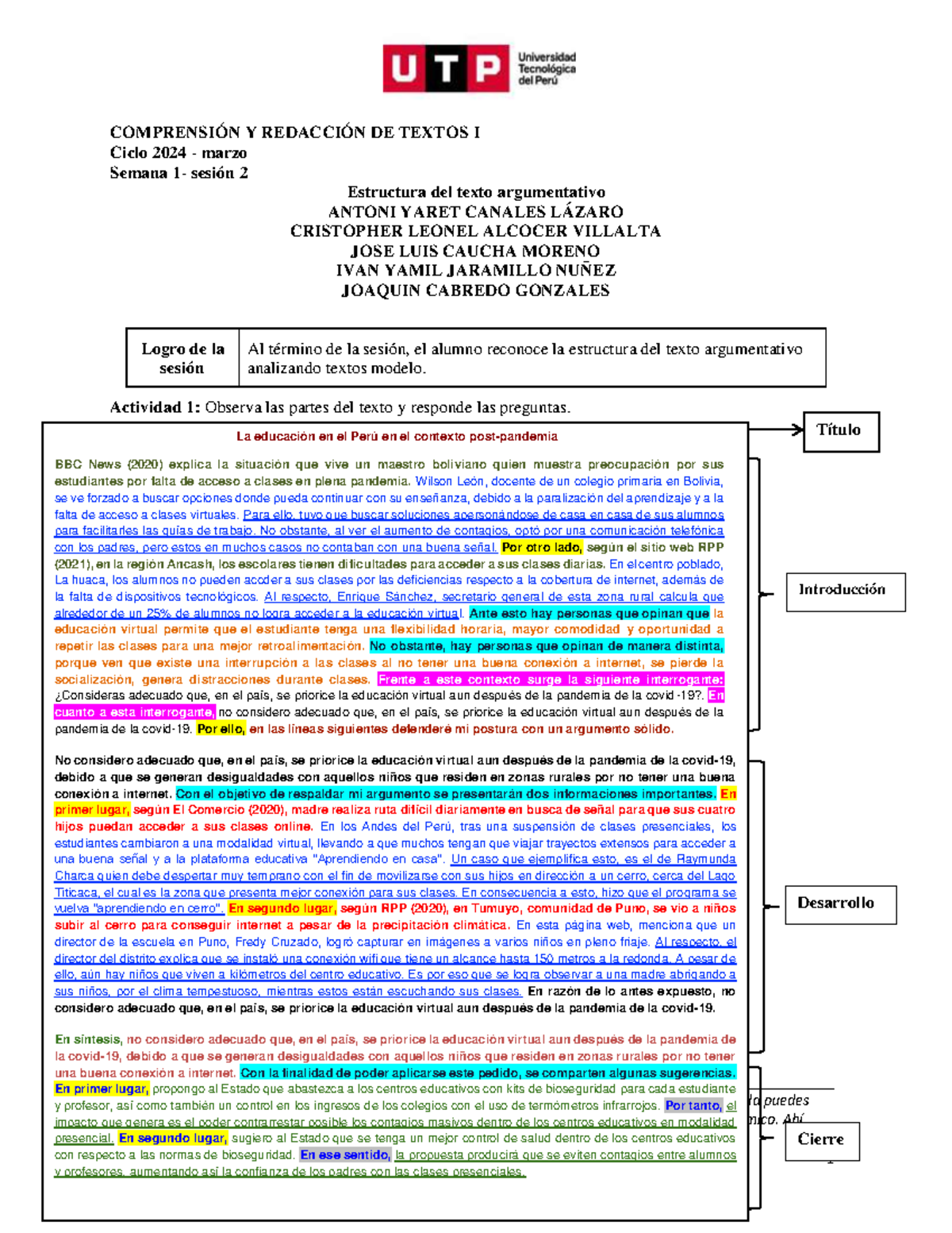 S01 S2 Estructura De Un Textotarea Studocu