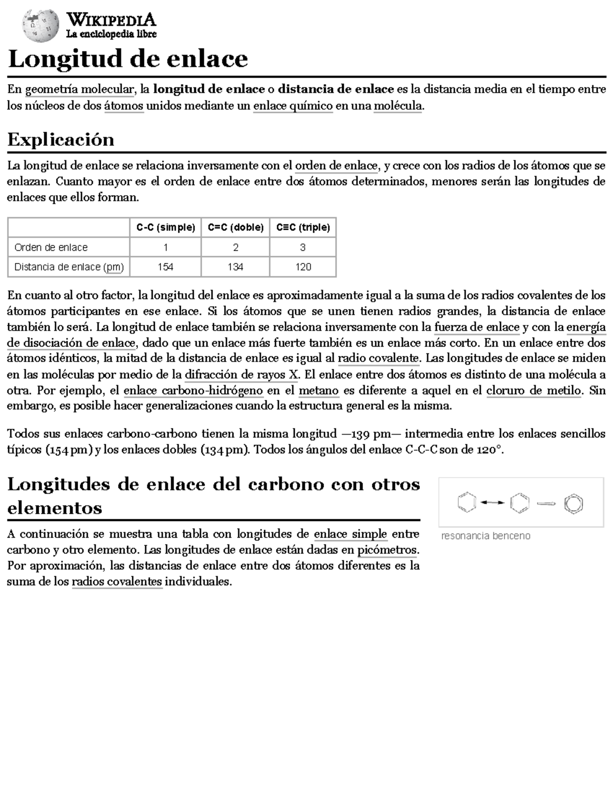 Longitud De Enlace Wikipedia La Enciclopedia Libre Resonancia