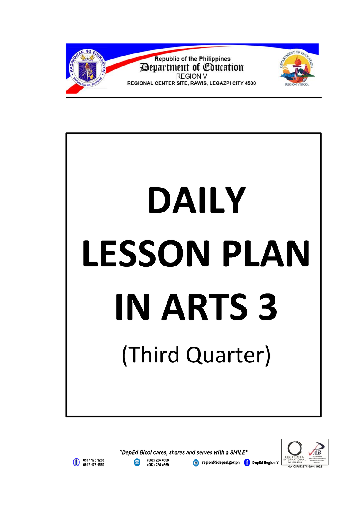 Arts 3 Grade 3 Downloaded I Daily Lesson Plan In Arts 3 Third