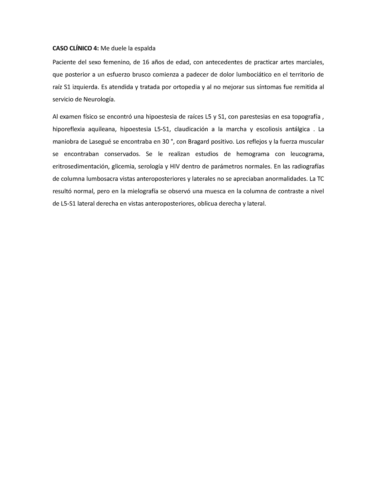 Caso Clínico 4 1 Unidad 3 Ciclo Caso ClÍnico 4 Me Duele La Espalda