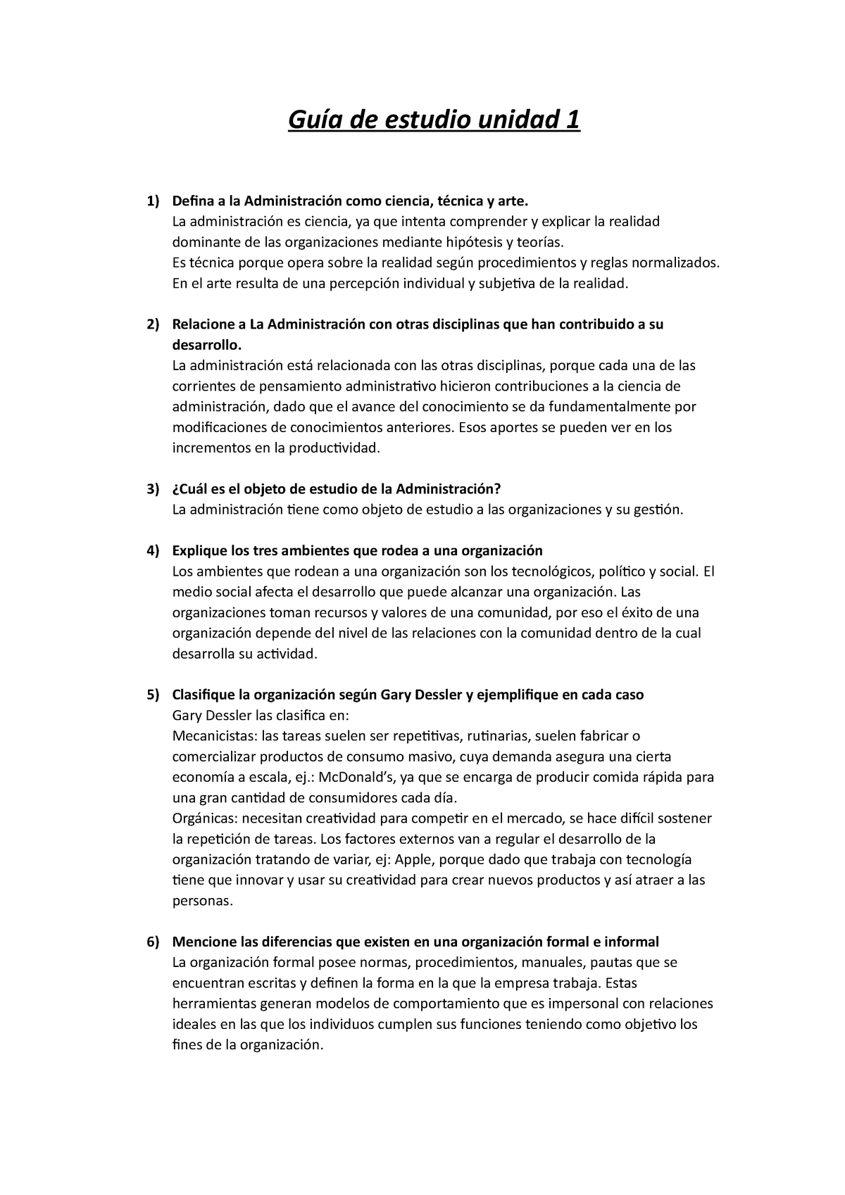 Guia De Estudio Unidad 1 Guía De Estudio Unidad 1 Defina A La