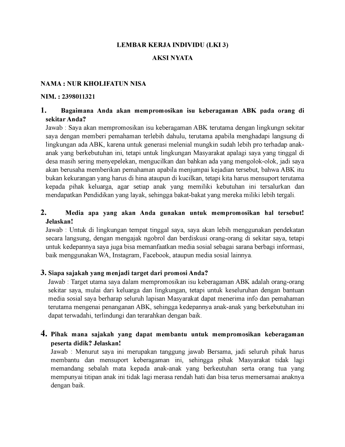 Aksi Nyata Topik 1 Lembar Kerja Individu Lki 3 Aksi Nyata Nama