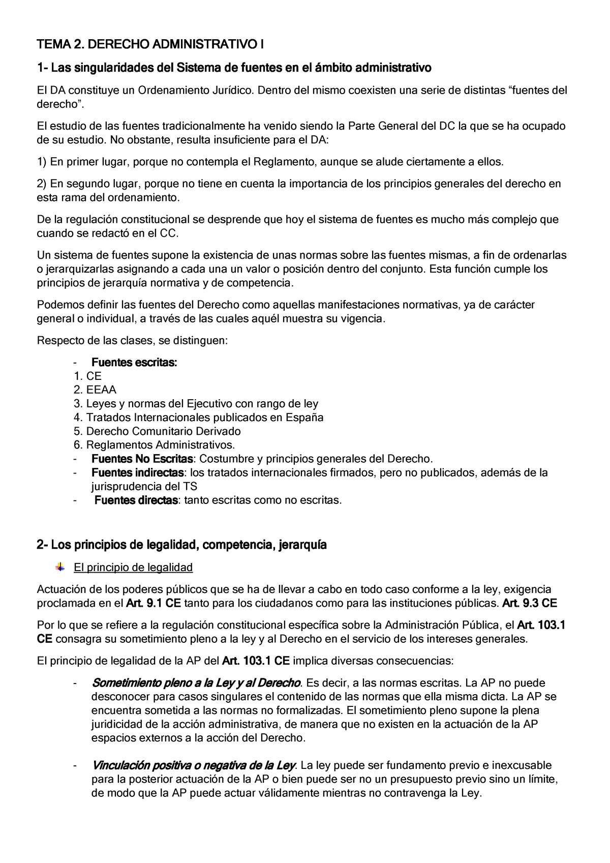 Tema 2 De Administrativo Tema 2 Derecho Administrativo I 1 Las