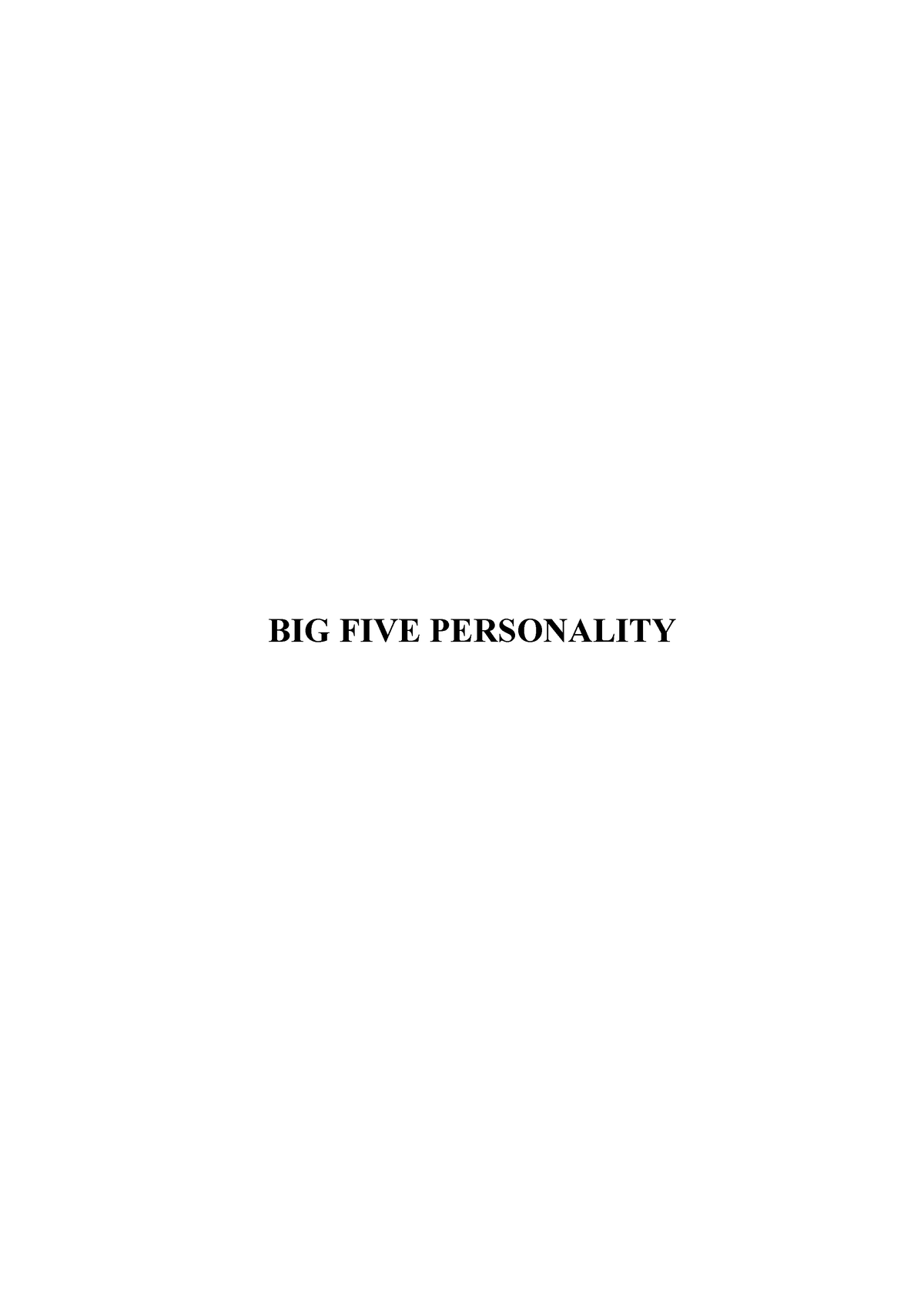 Teori Big Five Personality Big Five Personality Big Five Personality