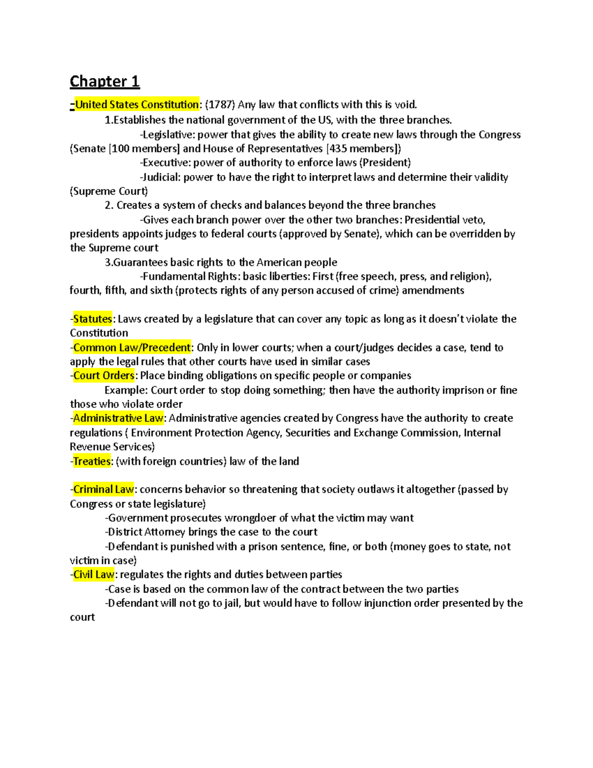 Chapter 1 Book Notes Chapter 1 States Constitution 1787 Any Law