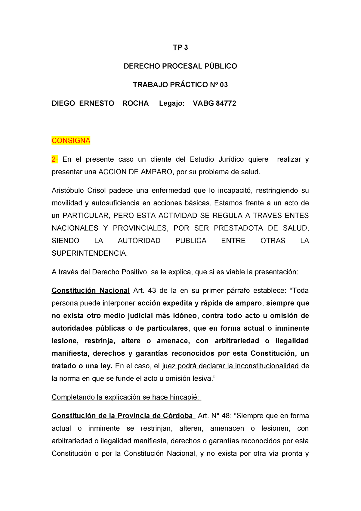 Tp 3 Dere Aprobado Tp 3 Derecho Procesal PÚblico Trabajo PrÁctico