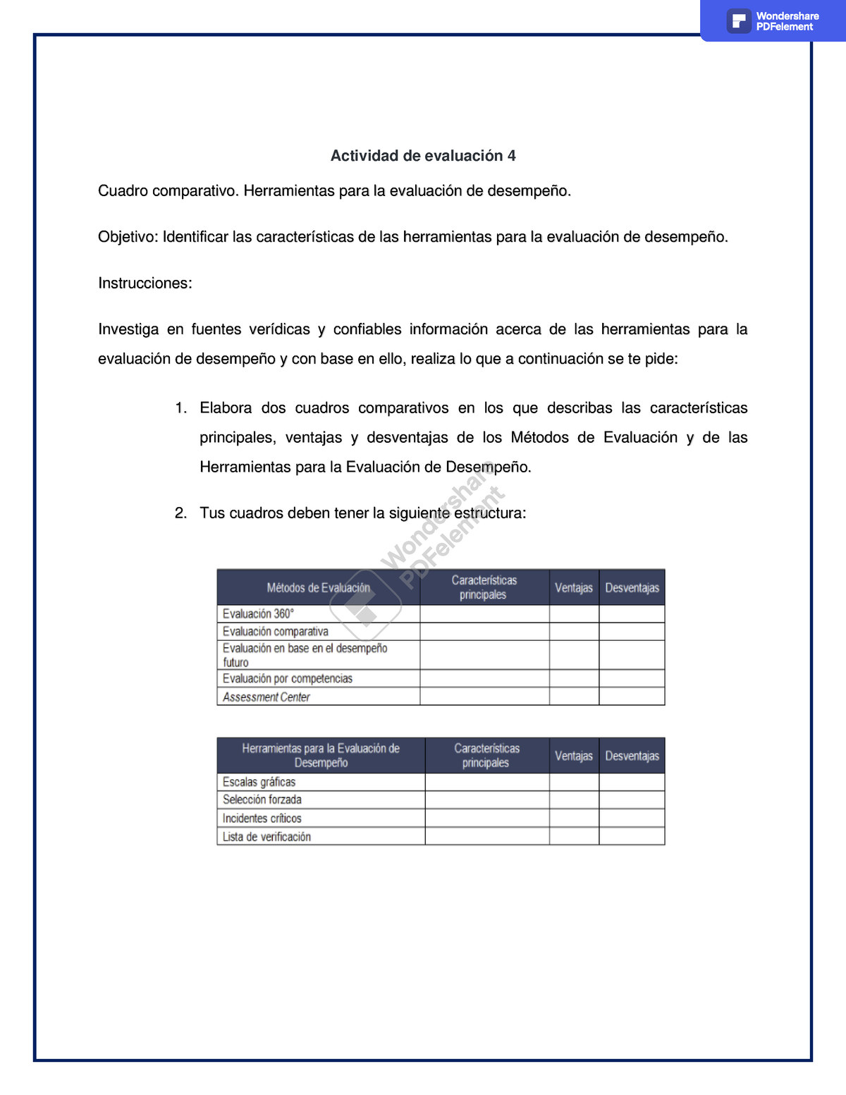 Cuadros Comparativos Herramientas Y Metodos Evaluacion De Desempeño