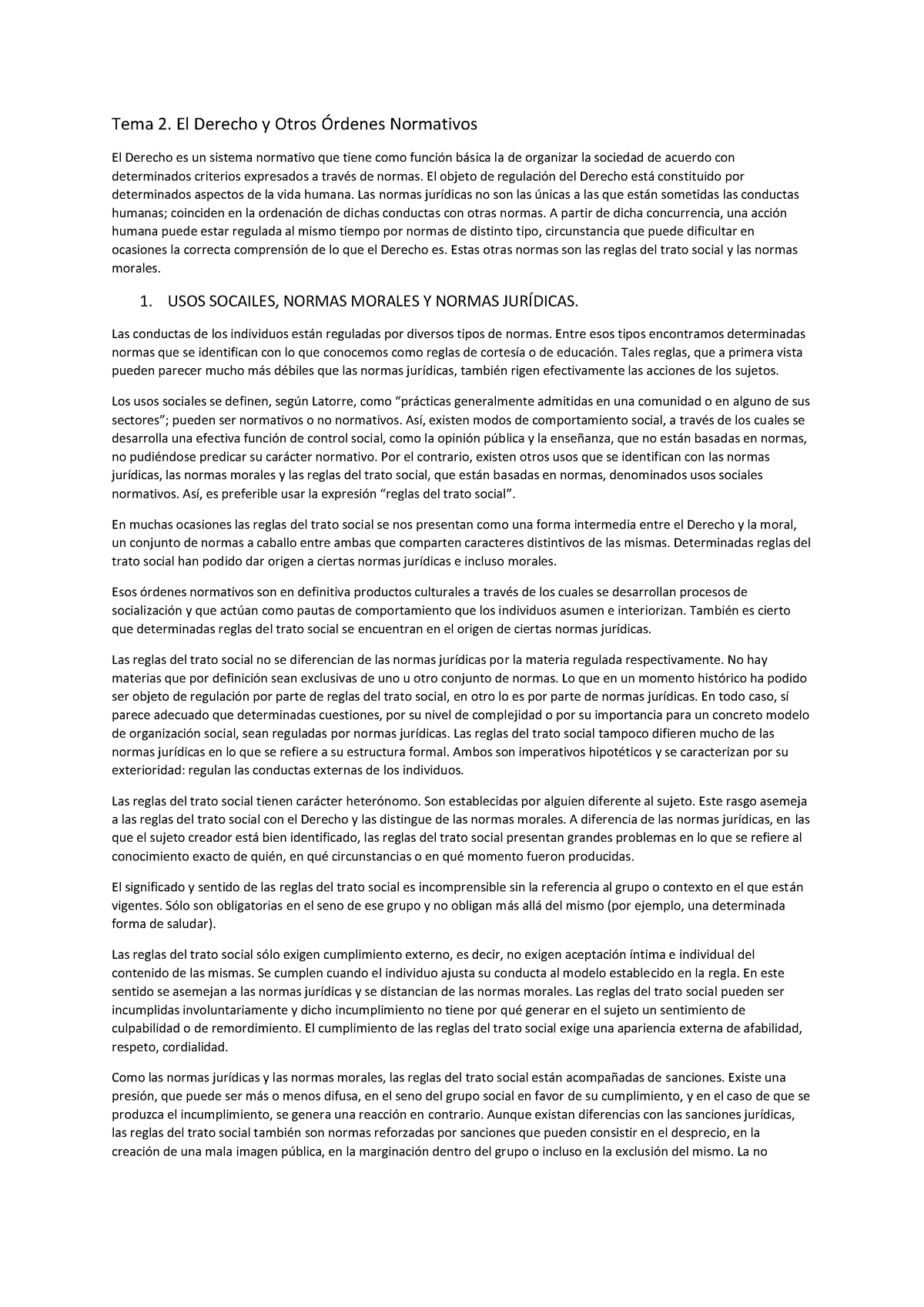 Tema 2 Tema 2 Teoria Del Derecho Uma Tema 2 El Derecho Y Otros