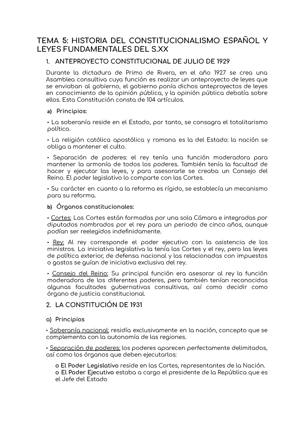 Tema 5 Hcho Tema 5 Historia Del Constitucionalismo EspaÑol Y Leyes