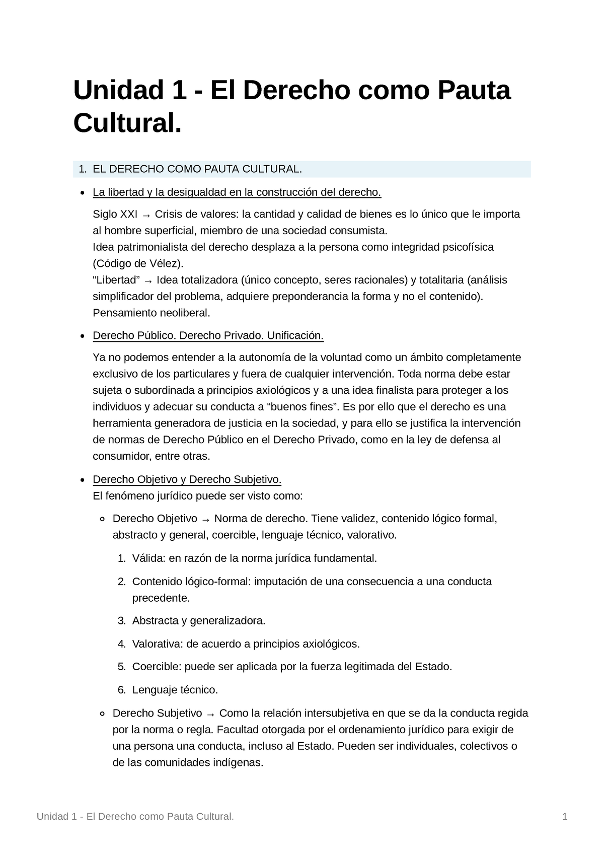 Unidad 1 Obligaciones Derecho Unidad 1 El Derecho Como Pauta