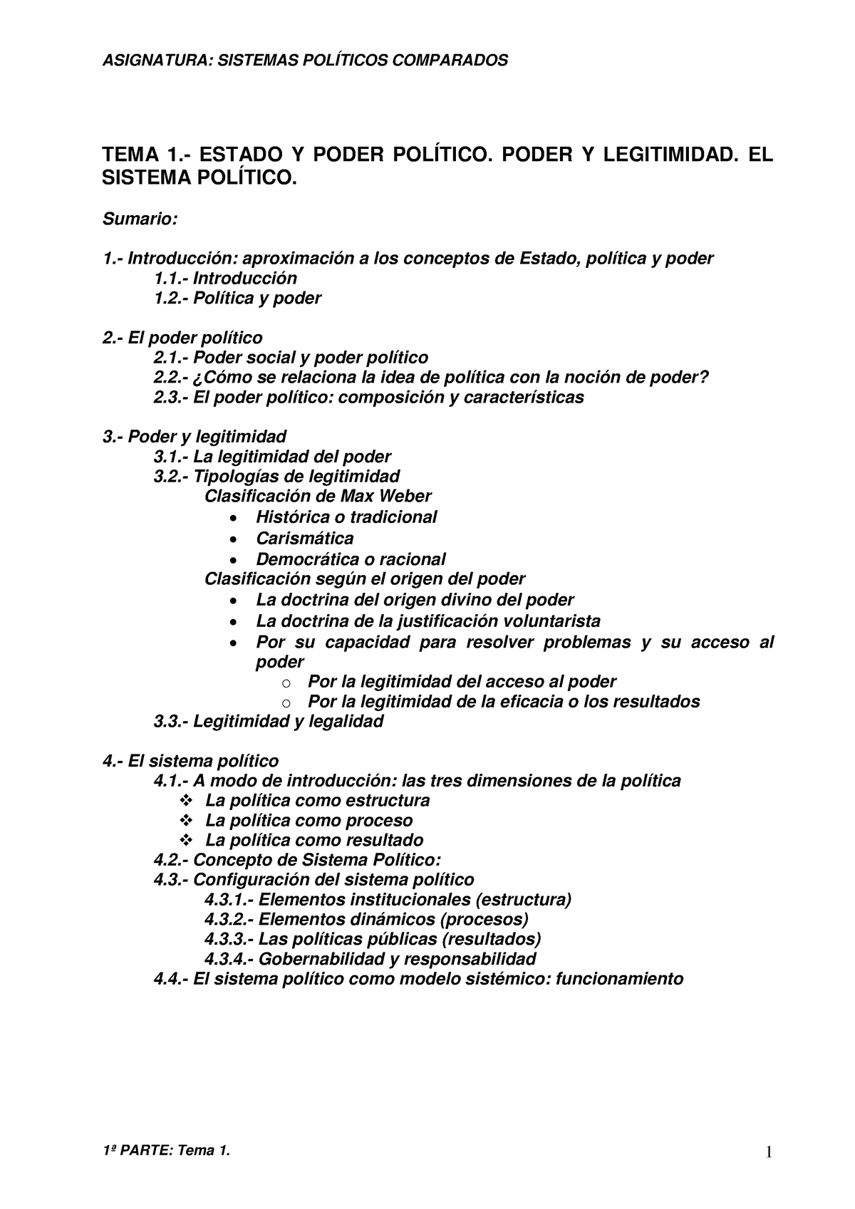 10 Estado Y Poder Político Legitimidad El Sistema Político Tema 1