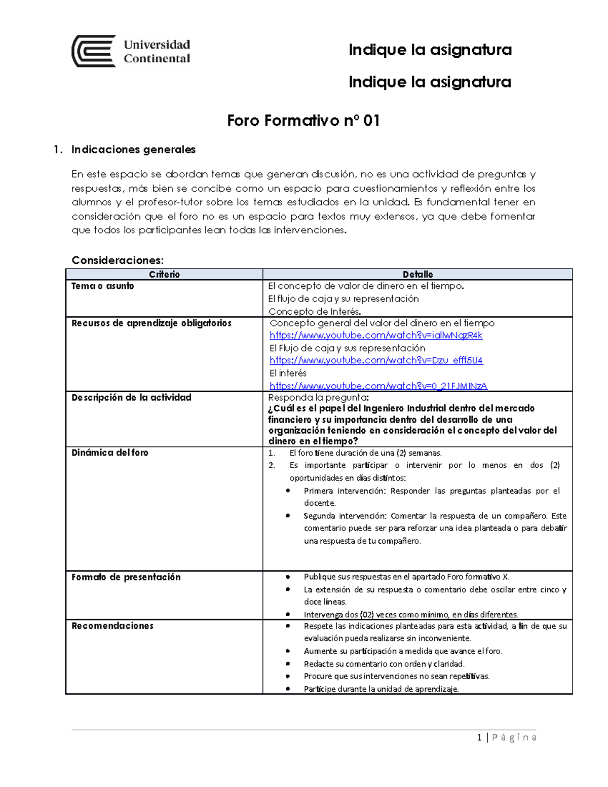 Formato Foro Formativo 1 Foro Formativo Nº 01 1 Indicaciones