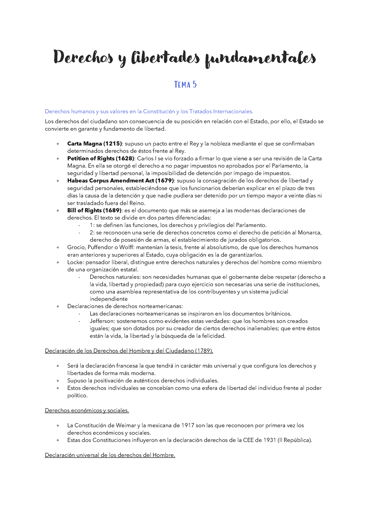 Derechos Y Libertades Fundamentales Tema 5 Derechos Y Libertades