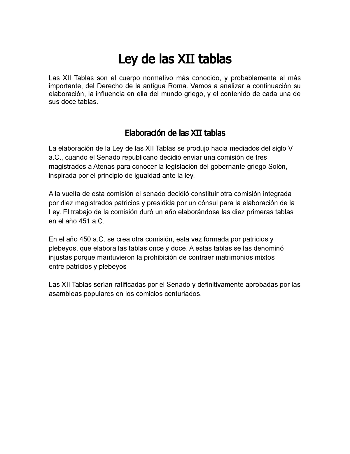 Ley De Las Xii Tablas Vamos A Analizar A Continuación Su Elaboración