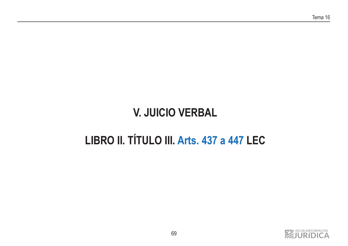 Tema 16 Esquema Juicio Verbal Para Su Estudio Y Comprensión De Cara