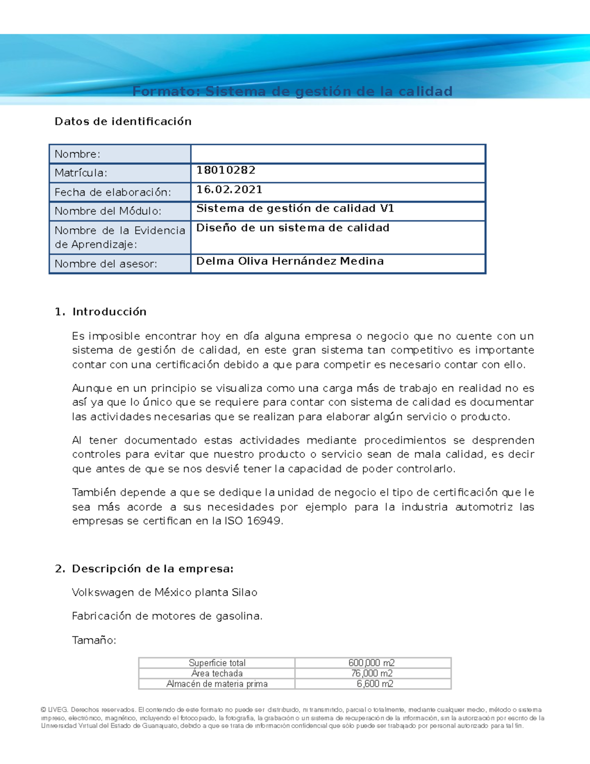 Sgc Ea2 Tarea Formato Sistema De Gestión De La Calidad Datos De