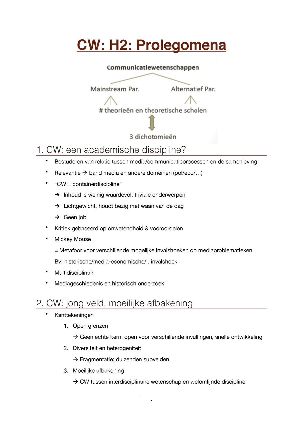 Cw H2 Samenvatting Communicatie And Media Cw H2 Prolegomena 1 Cw