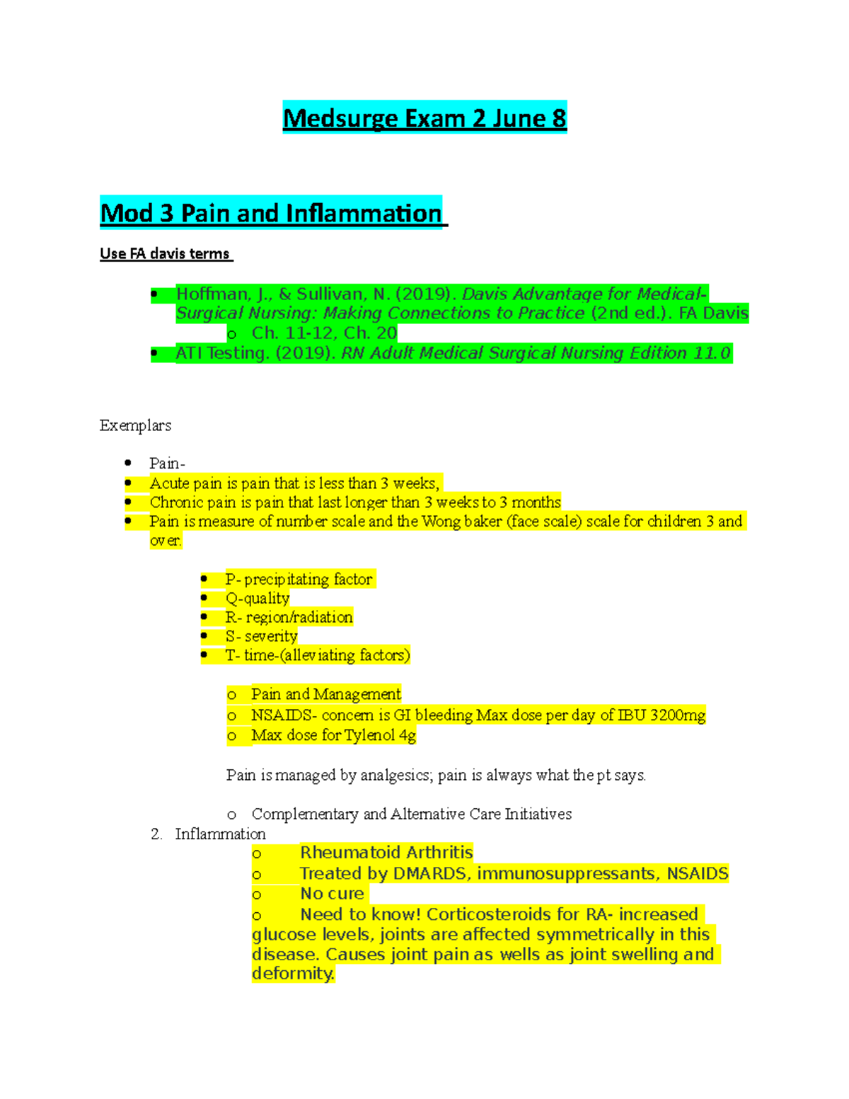 Medsurge Exam 2 Med Surg Exam 2 Detail Review Medsurge Exam 2 June