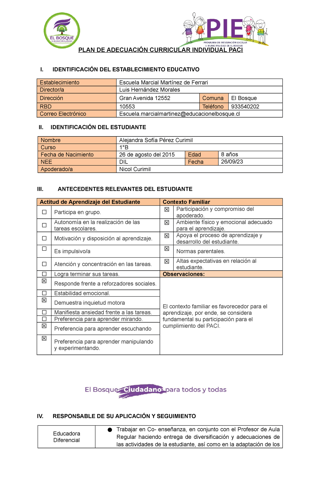 Paci 1°b Planificacion De La Unidad De Lenguaje Plan De AdecuaciÓn