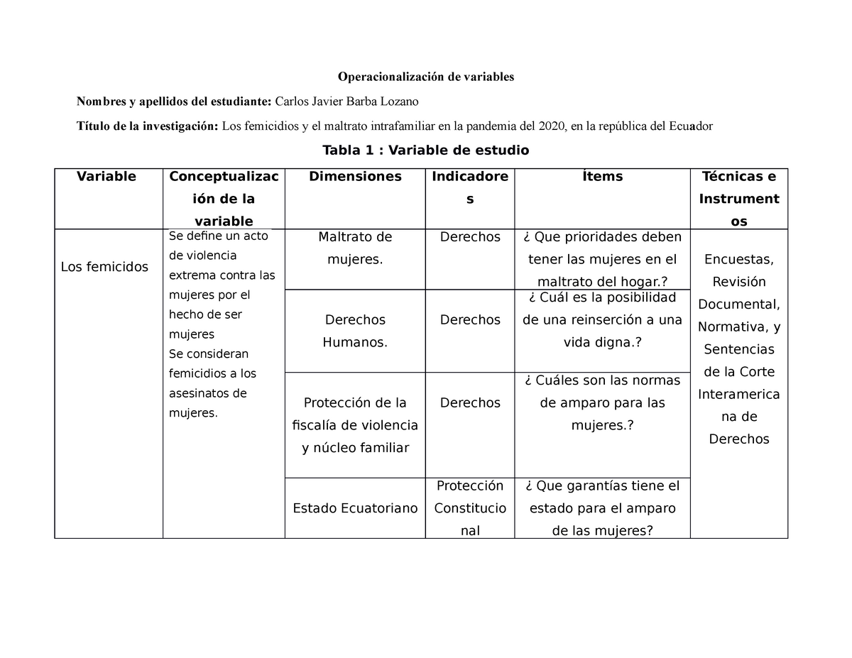 Matriz De Operacionalización De Variables 1 Limavision 1 Calidad Porn