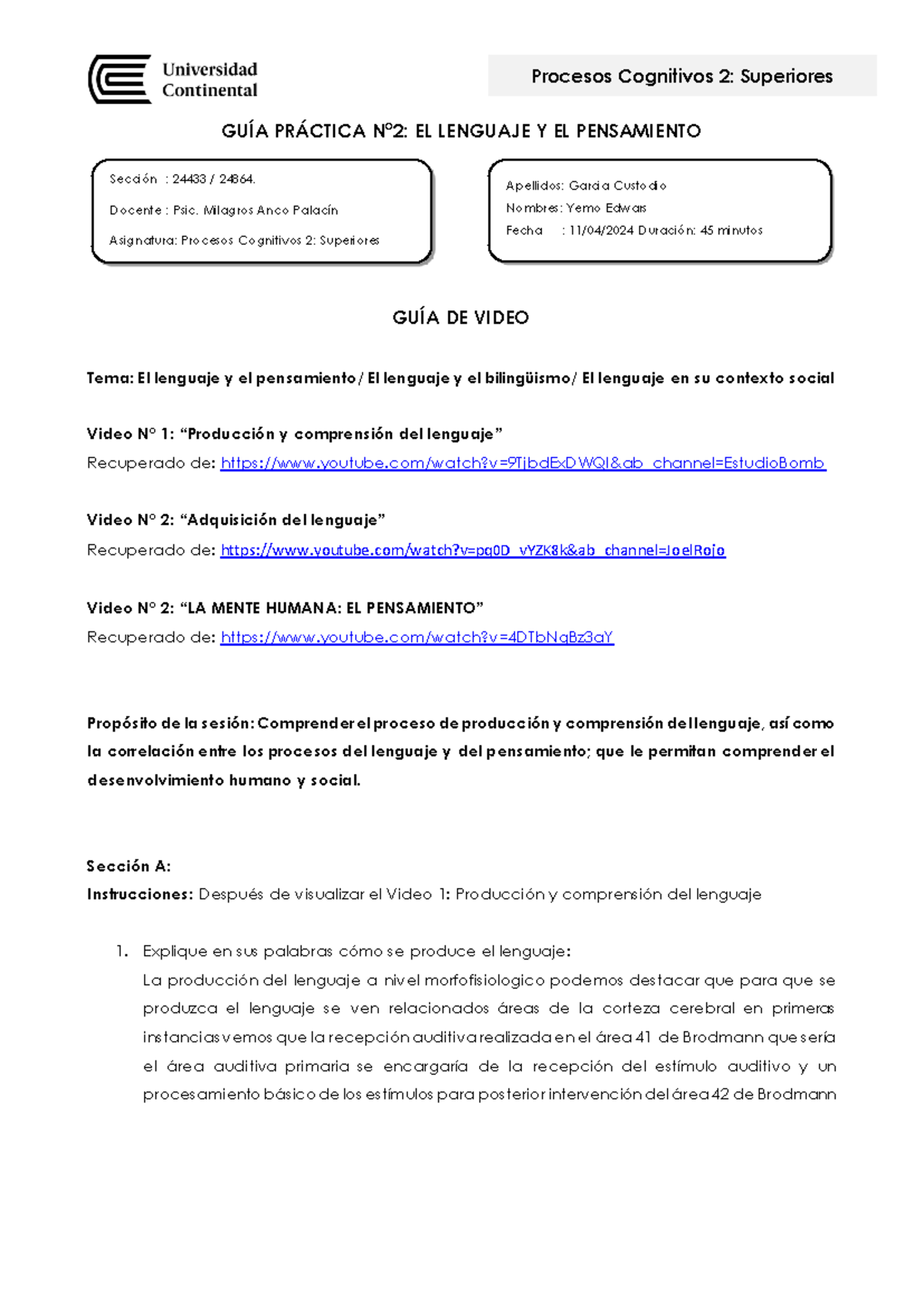 Guia Pract 2 P Cognitivos Sup Resuelta GuÍa PrÁctica N° 2 El