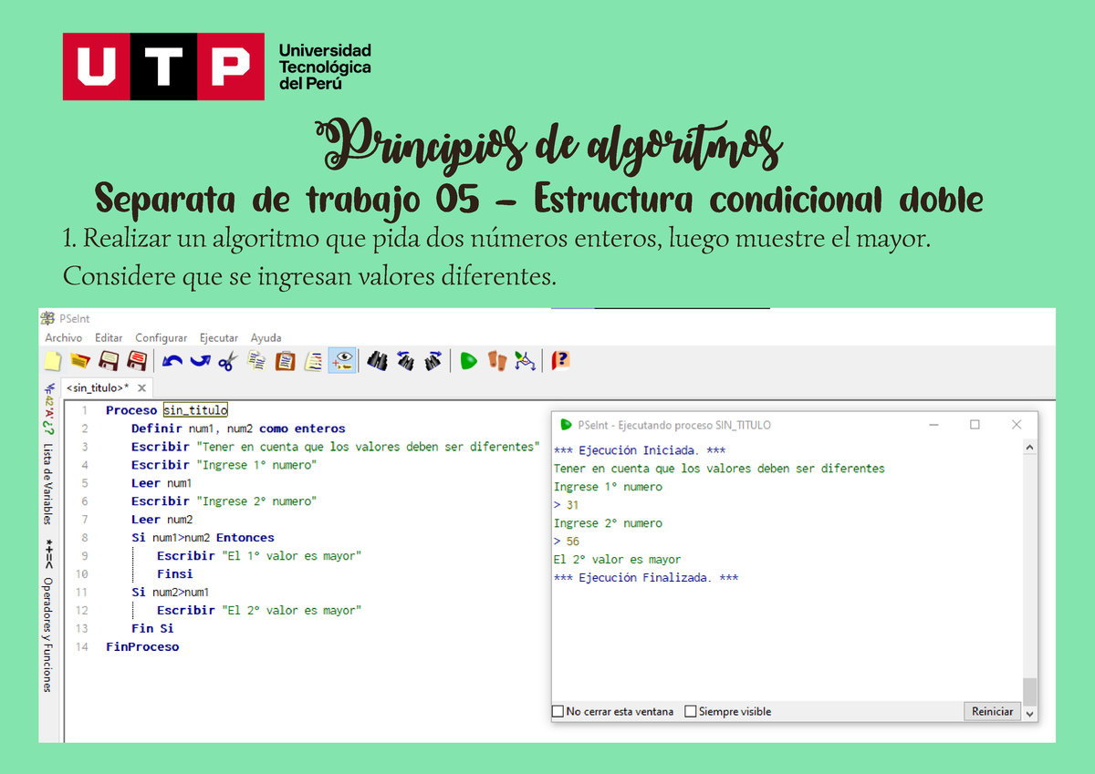 Separata 05 Unidad 02 Tarea Principios De Algoritmos Realizar Un