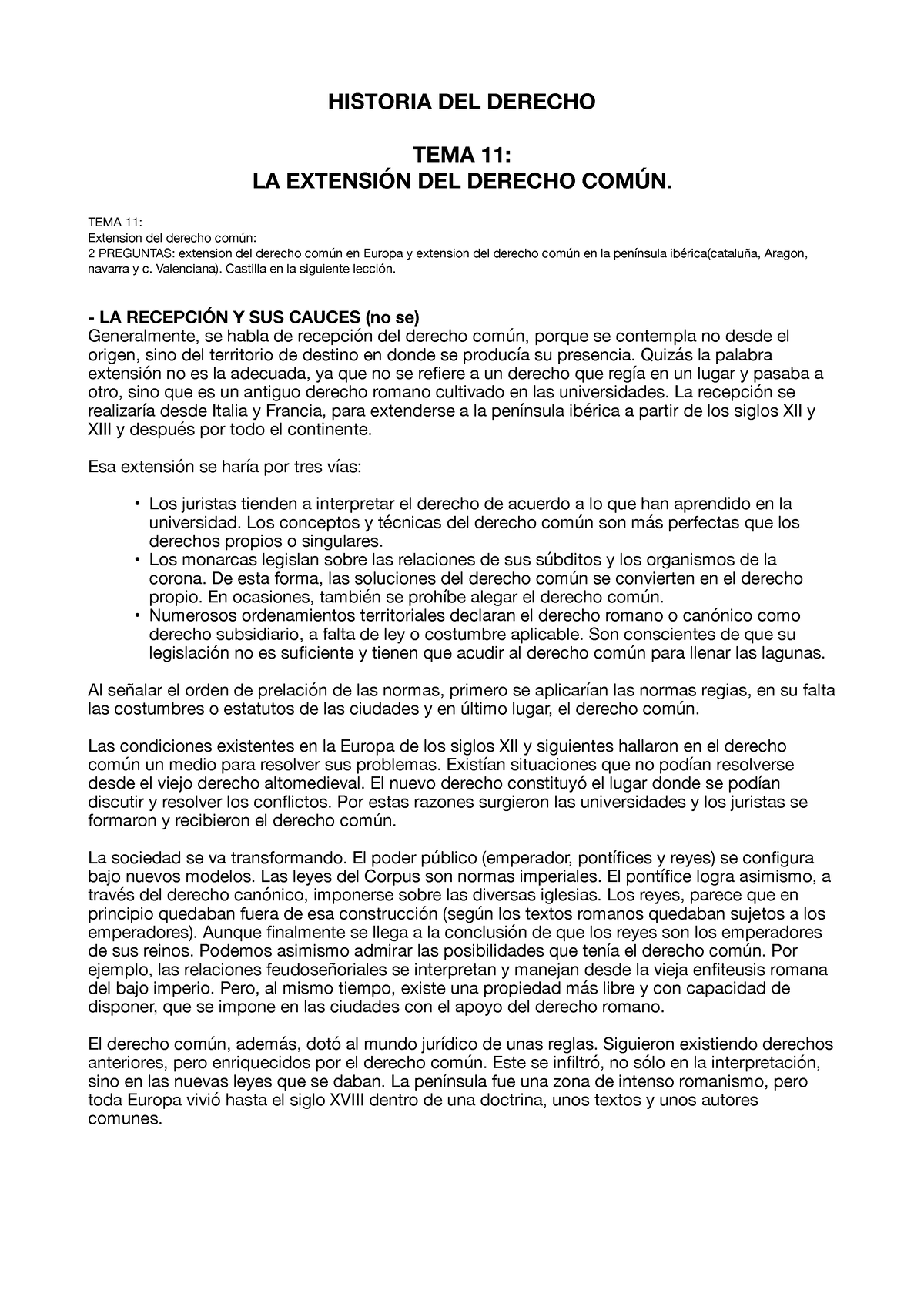 Tema 11 Historia Del Derecho Historia Del Derecho Tema 11 La