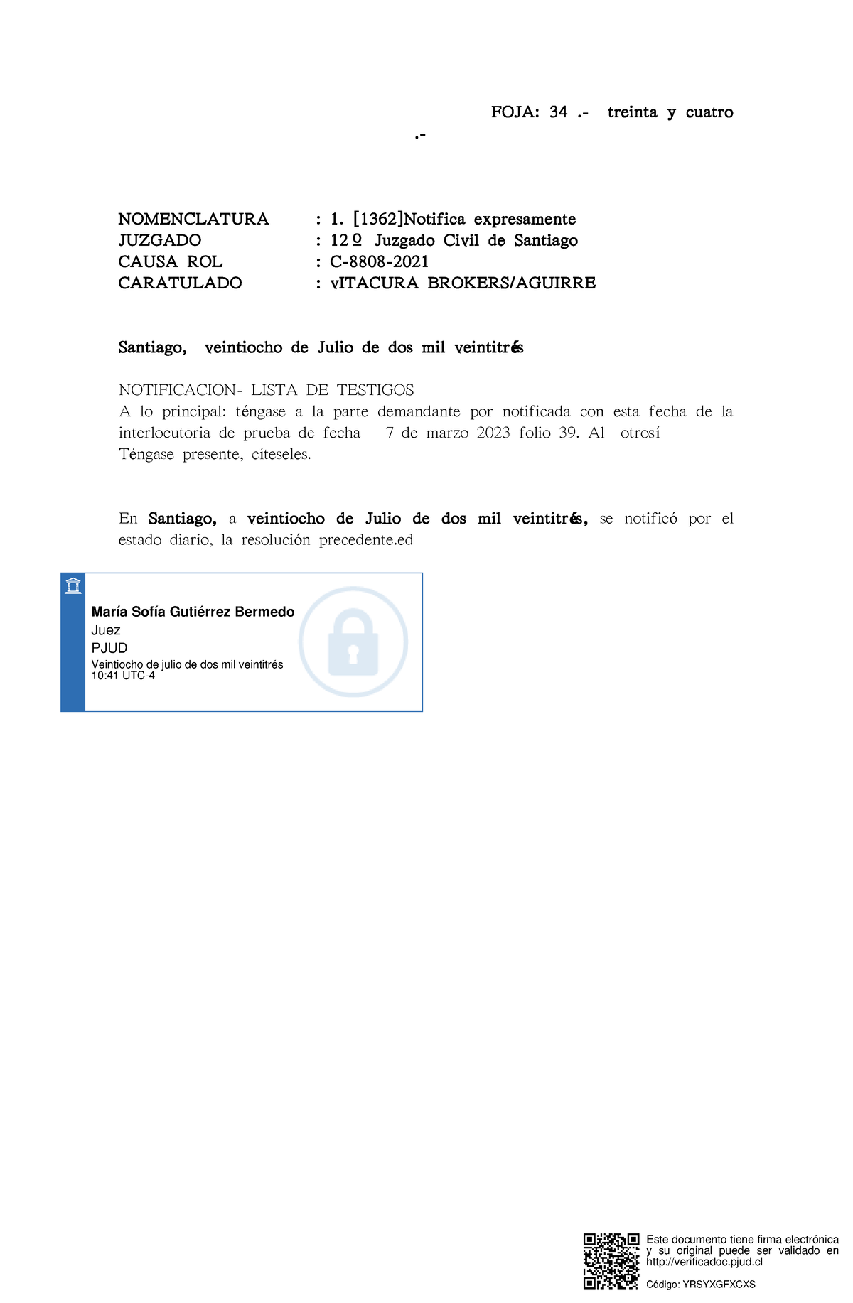 Documento Esryt Foja 34 Treinta Y Cuatro Nomenclatura 1