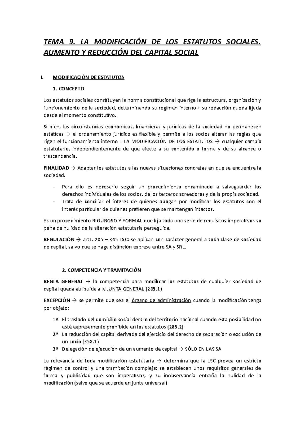 Tema 9 Manual Tema 9 La ModificaciÓn De Los Estatutos Sociales