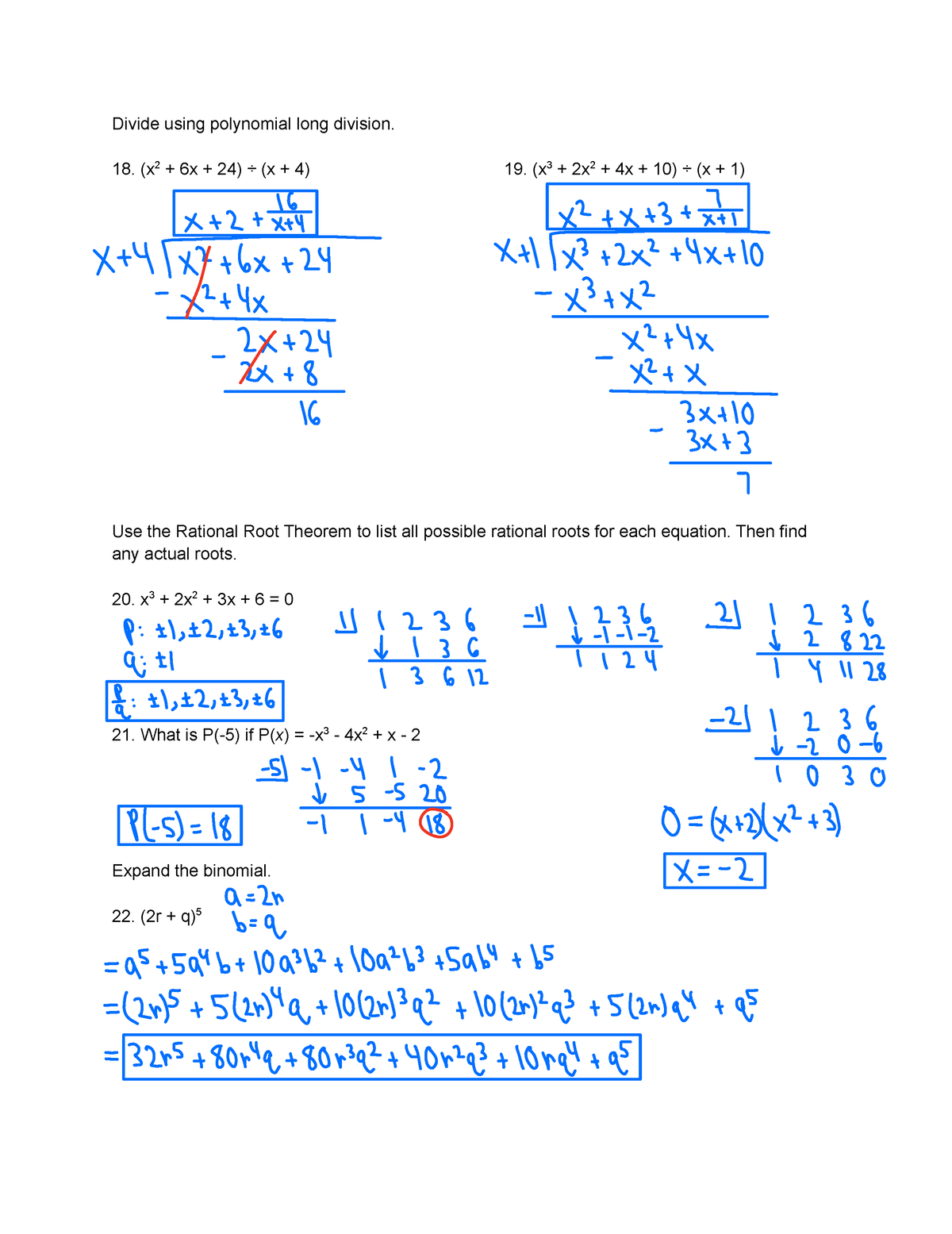 Polynomial Long Division Divide Using Polynomial Long Division 18