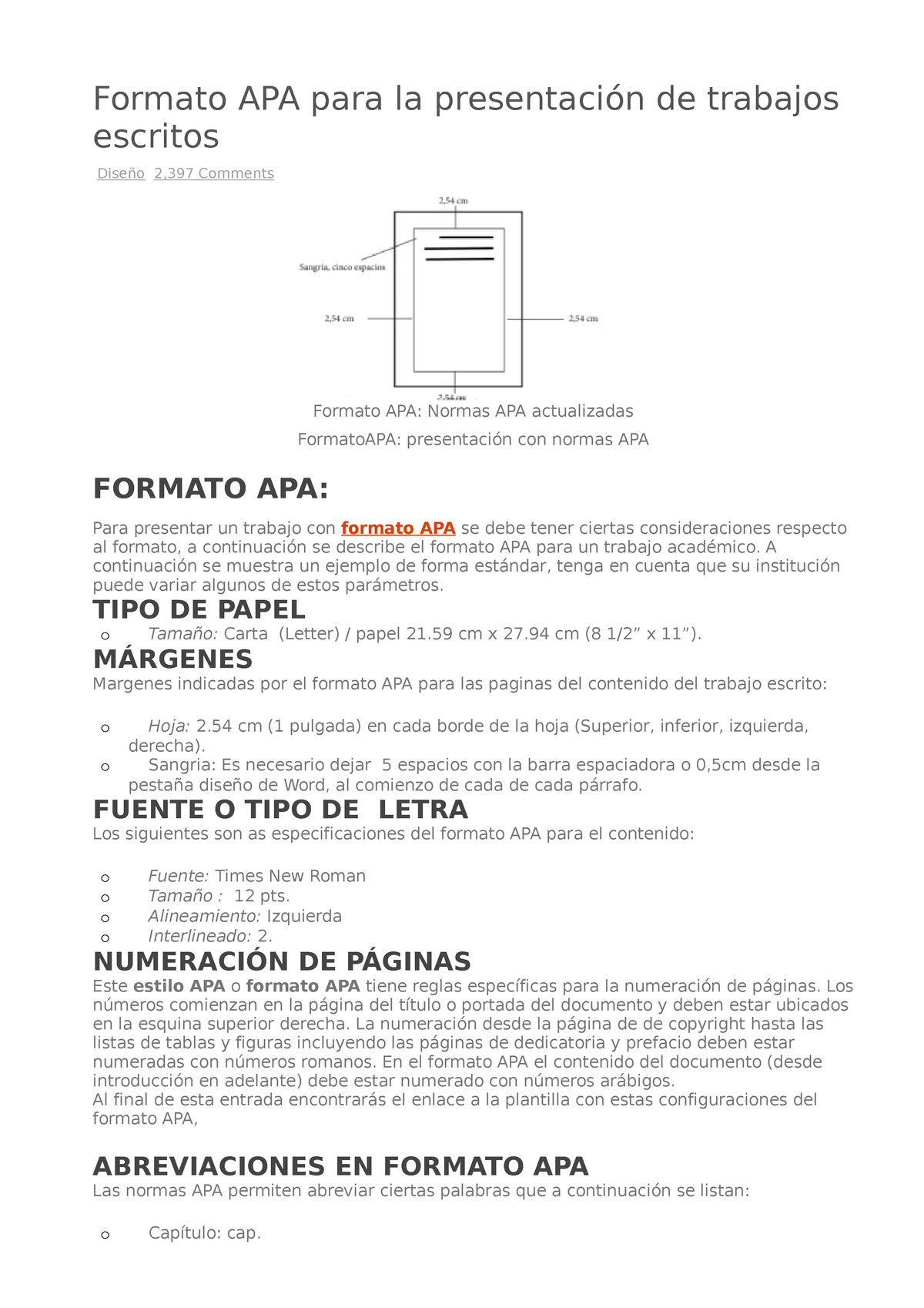 Formato Apa Para La Presentación De Trabajos Escritos Formato Apa