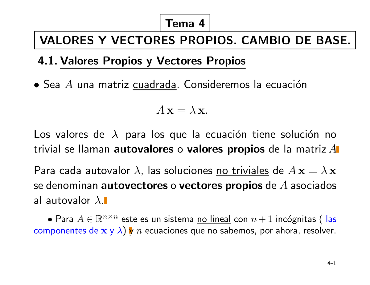 4 Teoría Álgebra Lineal 21 22 Tema 4 Valores Y Vectores Propios