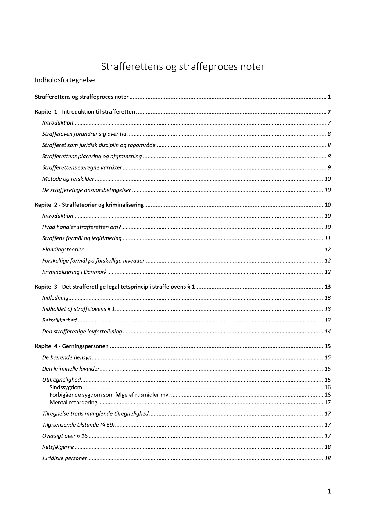 Strafferet Og Straffeproces Noter Strafferettens Og Straffeproces