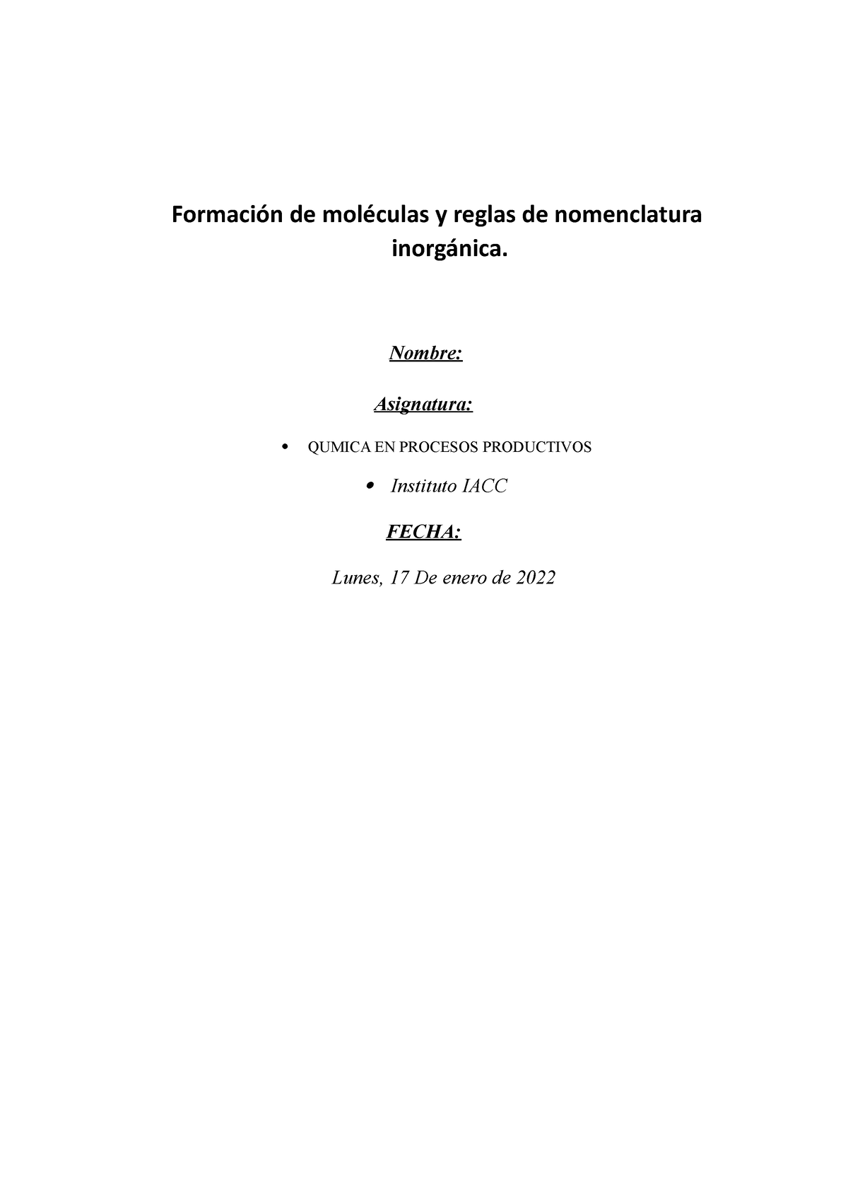 Semana 2 Quimica En Procesos Productivos Iacc Formación De Moléculas