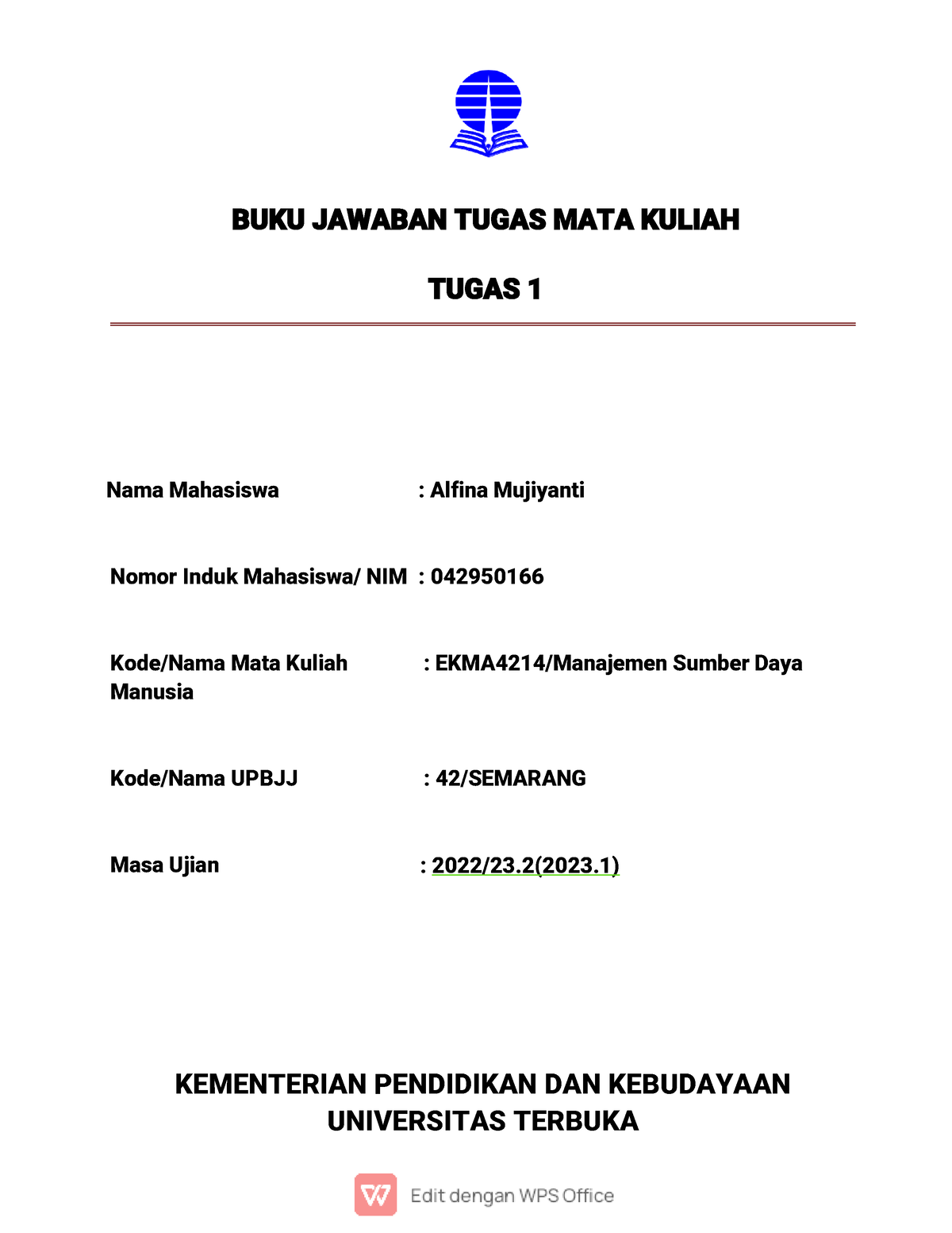 Bjt Tmk 1 Manajemen Sumber Daya Manusia Buku Jawaban Tugas Mata