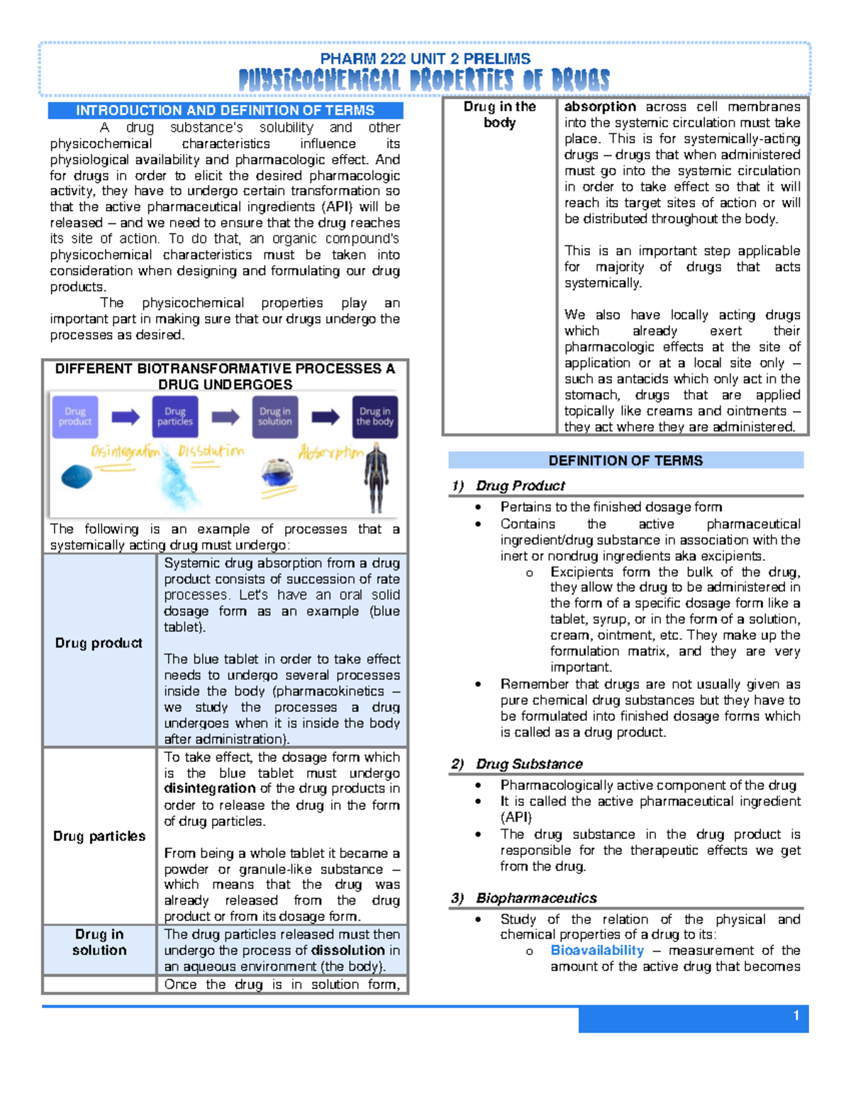 Part 1 Physicochemical Properties Of Drugs Introduction And