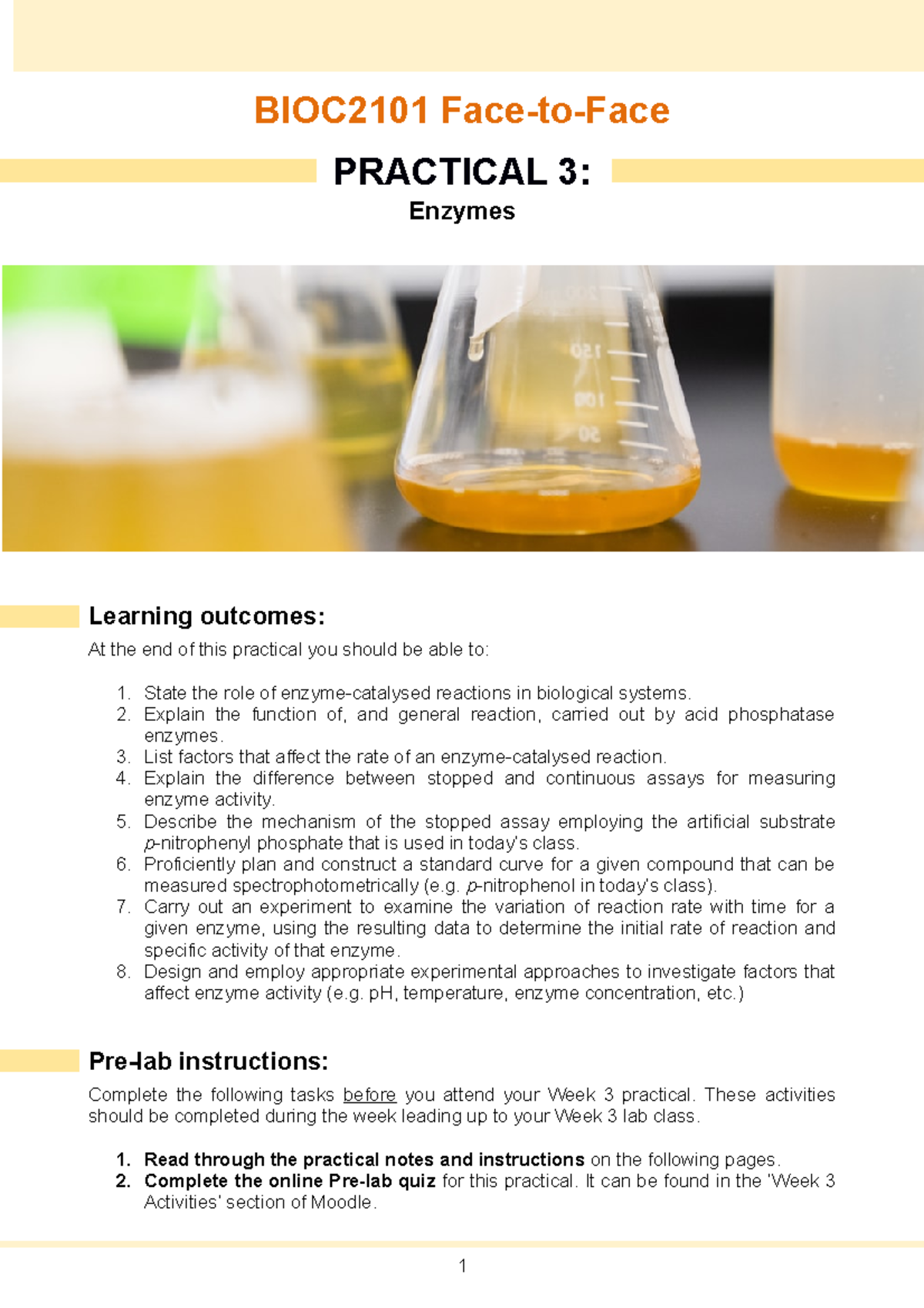 Bioc2101 Prac Notes Week 3 Enzymes F2f 2 Bioc2101 Face To Face