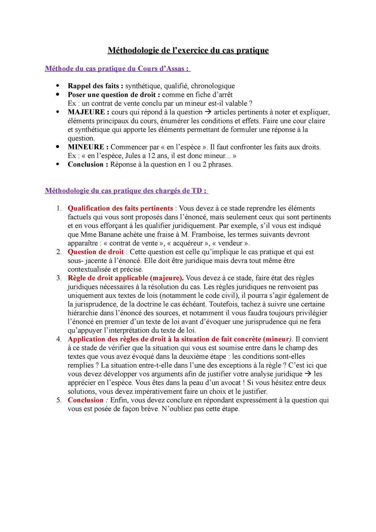 Méthodologie Cas Pratique Méthodologie De Lexercice Du Cas Pratique